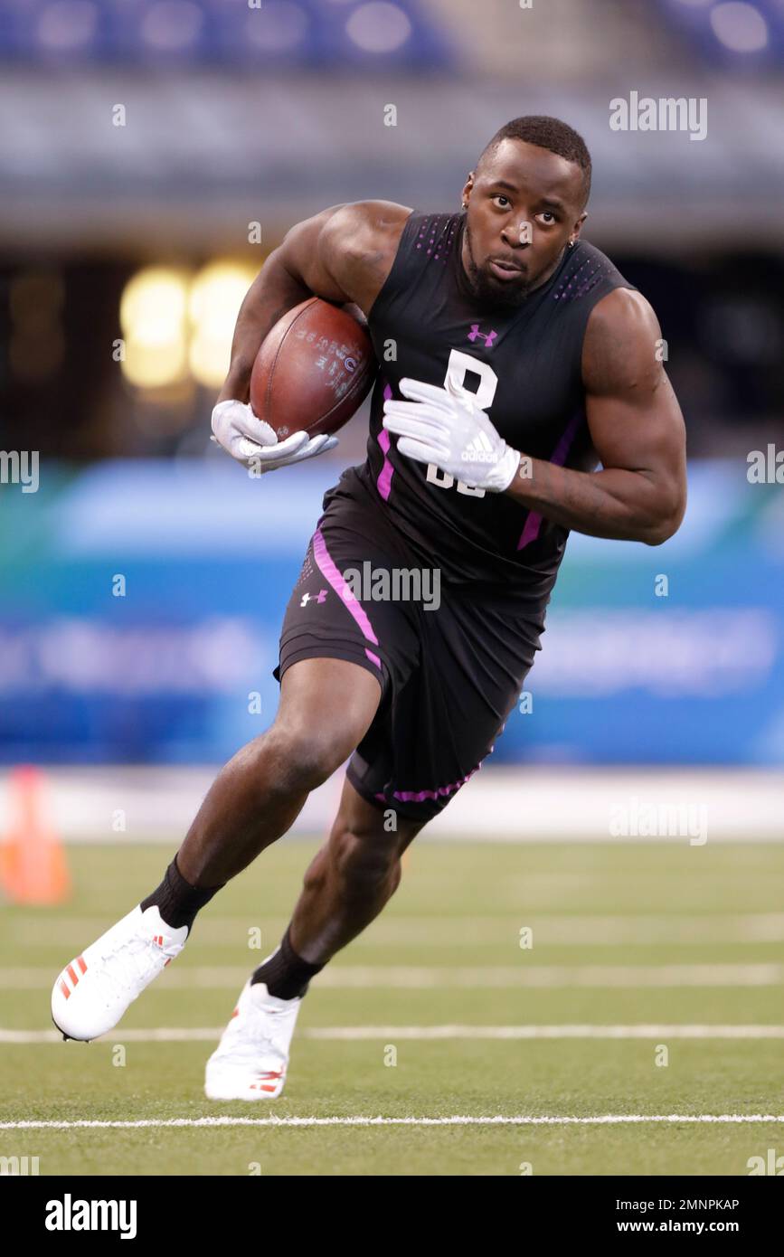Miami defensive back Dee Delaney runs a drill at the NFL football ...