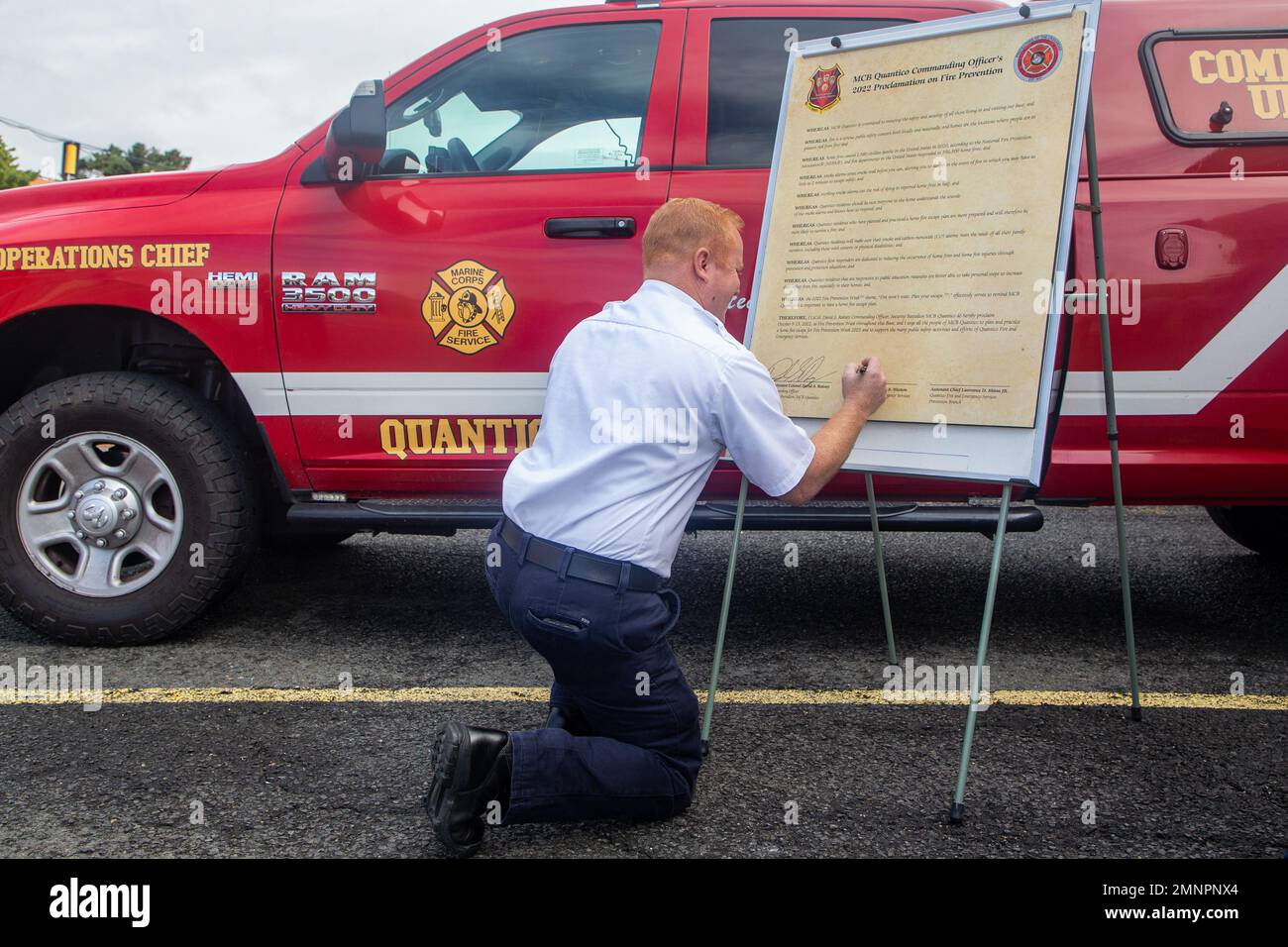 Brian S. Weston, the chief of the Quantico Fire and Emergency Services ...