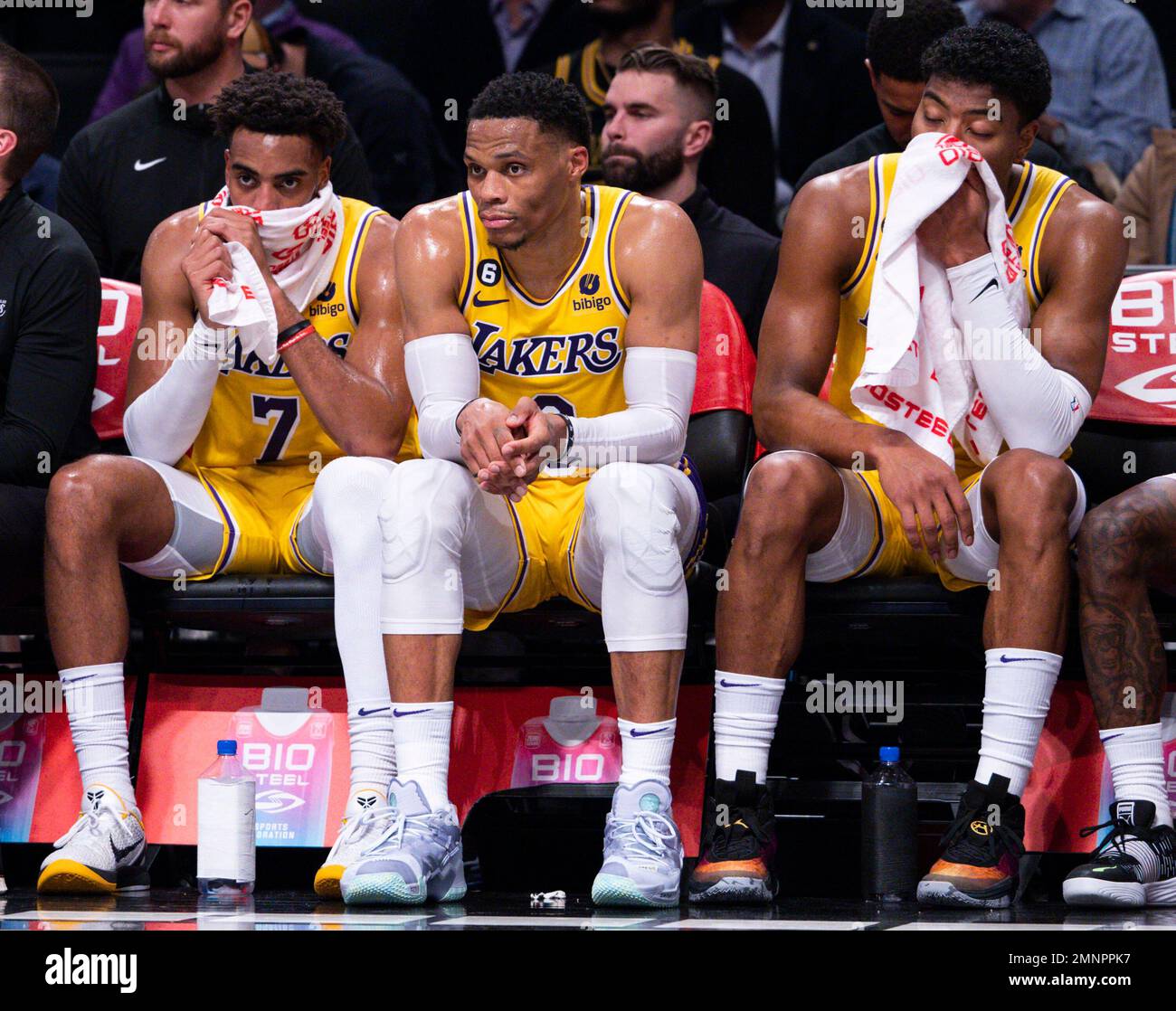 Los Angeles Lakers forward Troy Brown Jr. (7), guard Russell Westbrook ...
