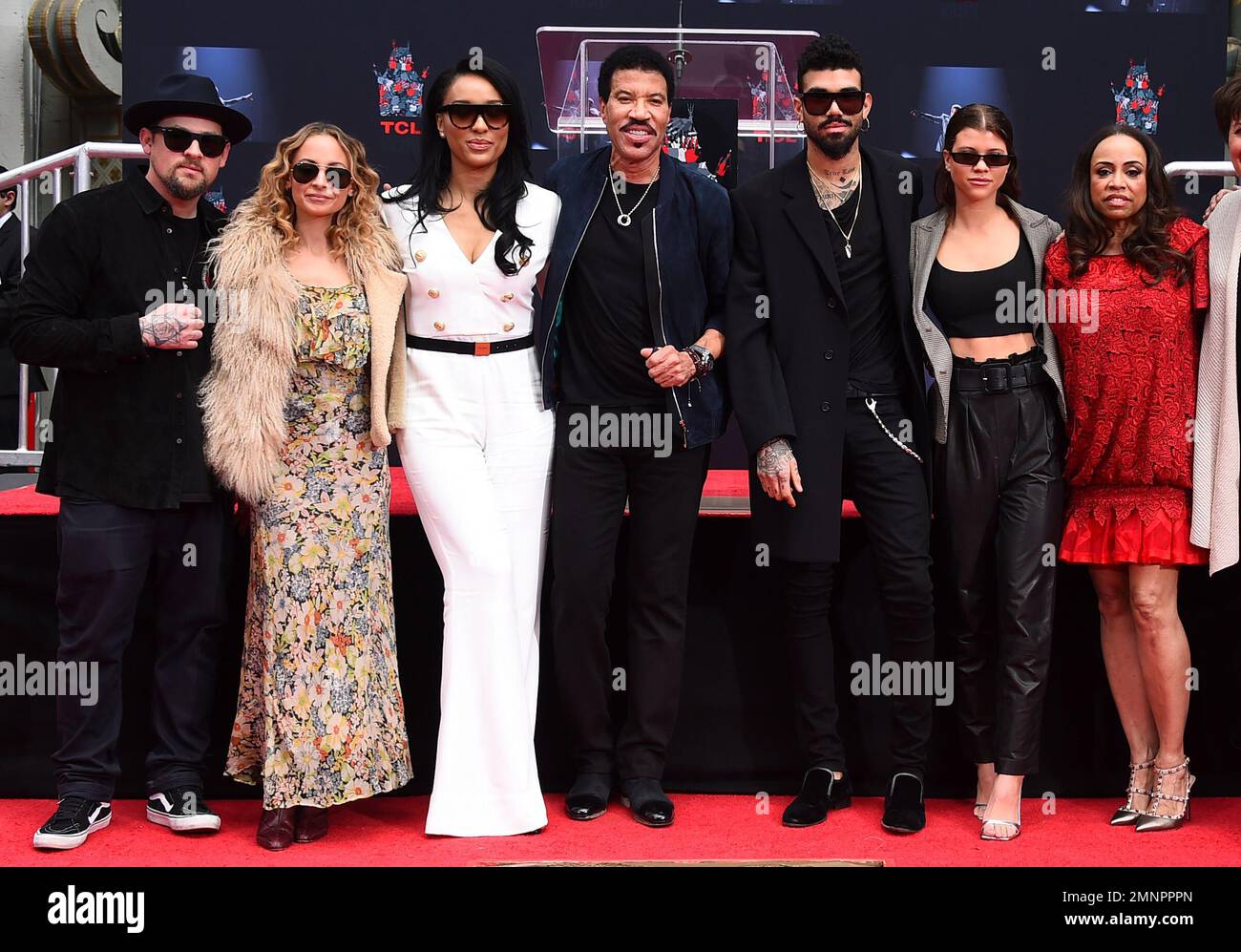 From left, Joel Madden, Nicole Richie, Lisa Parigi, Lionel Richie, Miles Richie, Sofia Richie ...