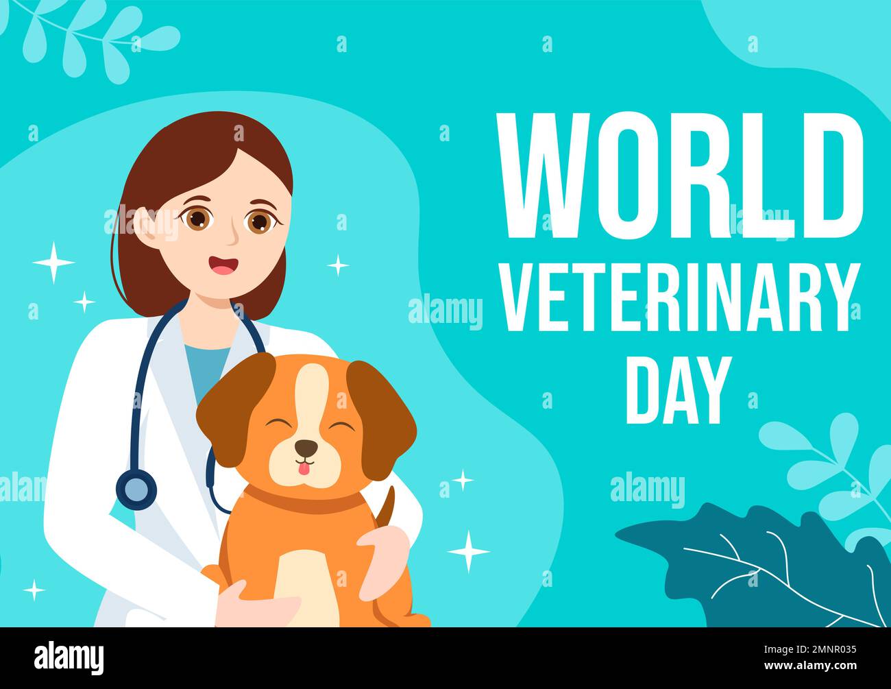 World Veterinary Day on April 29 Illustration with Doctor and Cute Animals Dogs or Cats in Flat ...