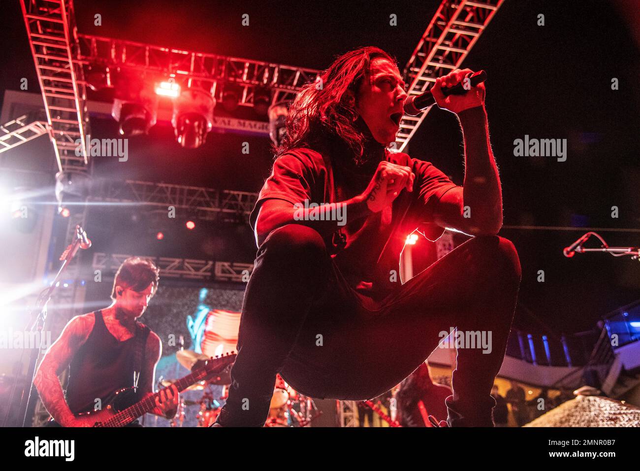 Ronnie Radke of Falling In Reverse performs on board the Carnival Magic ...