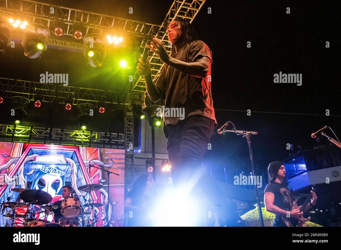 Ronnie Radke of Falling In Reverse performs on board the Carnival Magic ...