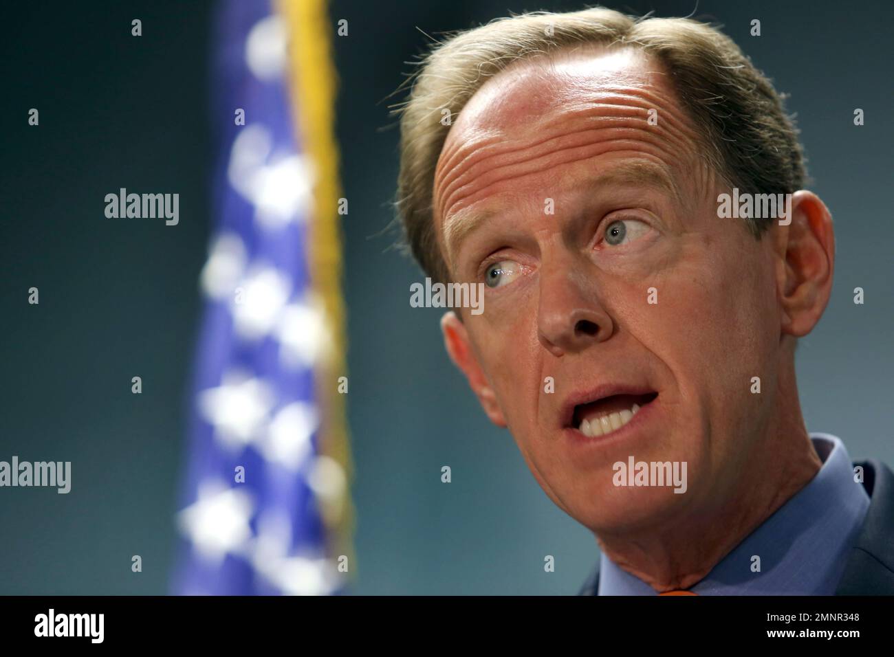 U. S. Sen. Pat Toomey, R-Pa., speaks during a press conference with U.S ...