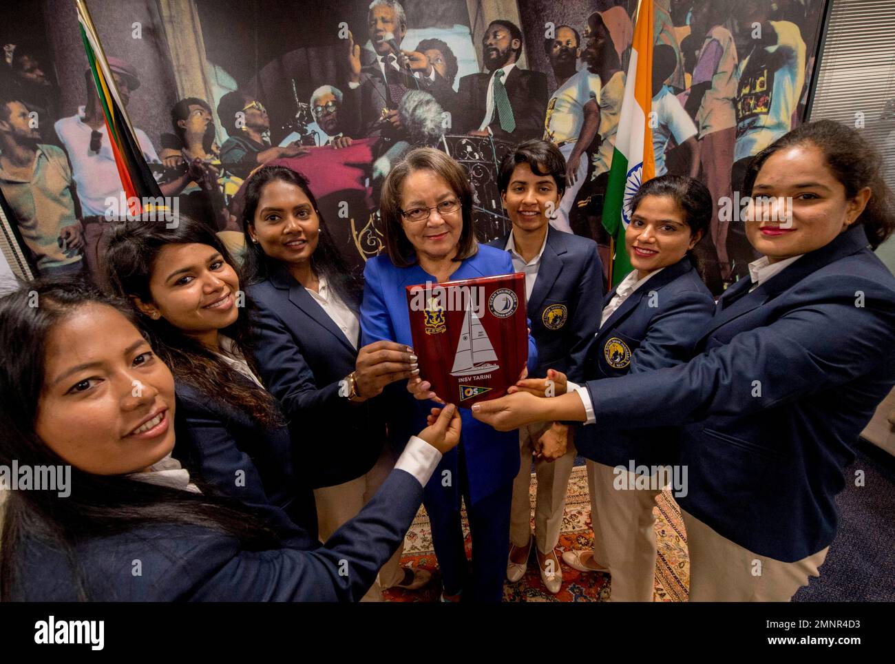 The Indian all-female crew of the INSV Tarini, left to right, Vijaya ...