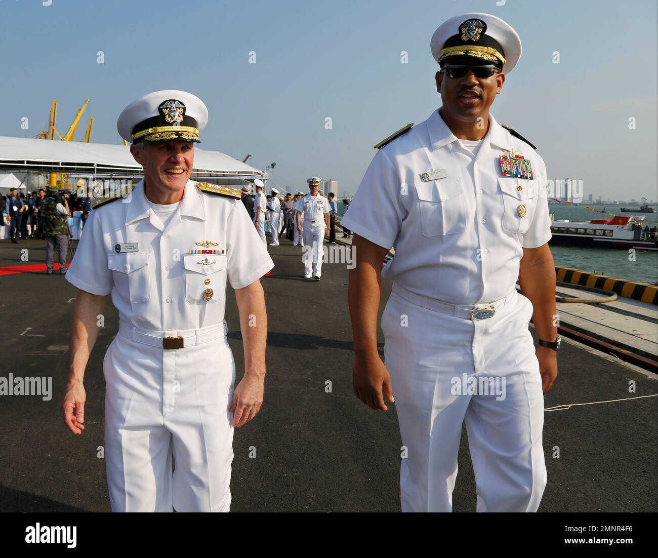 U.S Vice Adm. Phillip Sawyer, commander of the U.S 7th Fleet, and Rear ...