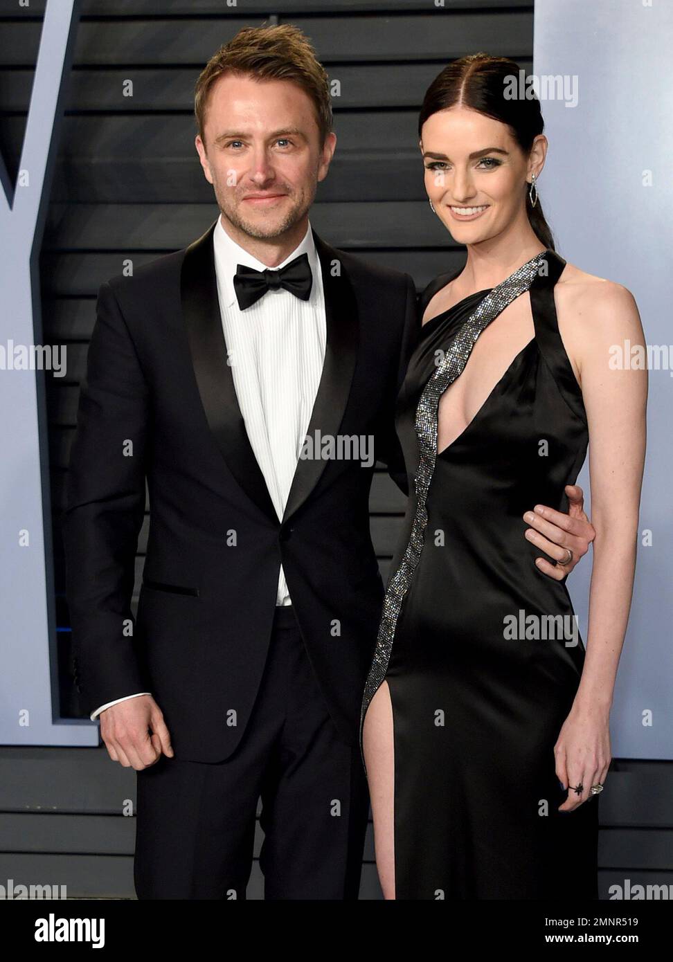 Chris Hardwick, left, and Lydia Hearst arrives at the Vanity Fair Oscar ...