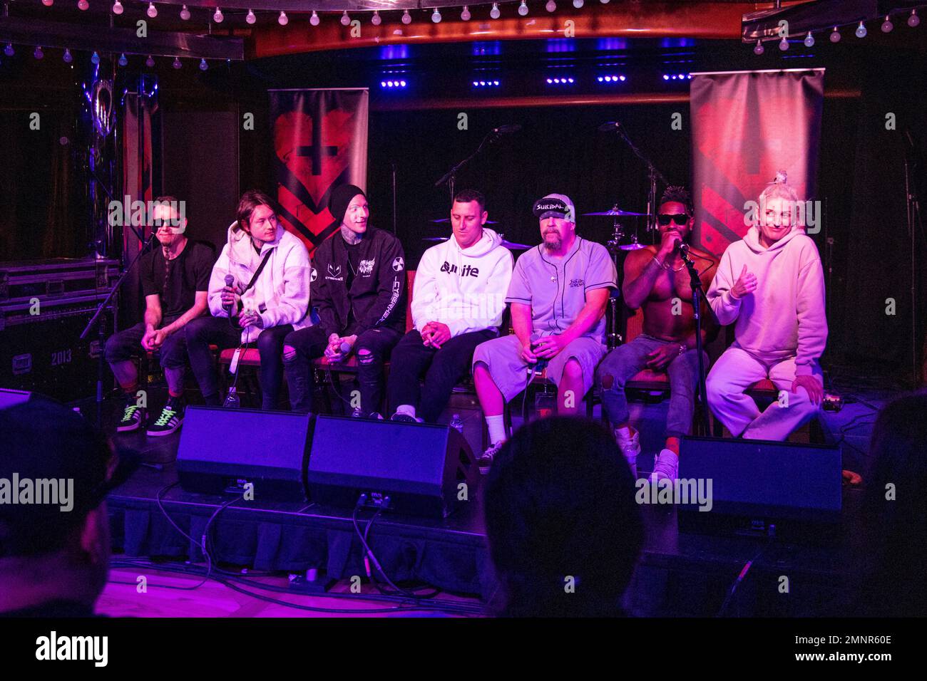 Keith Whalen, left, Noah Sebastian, Chris Motionless, Winston McCall ...