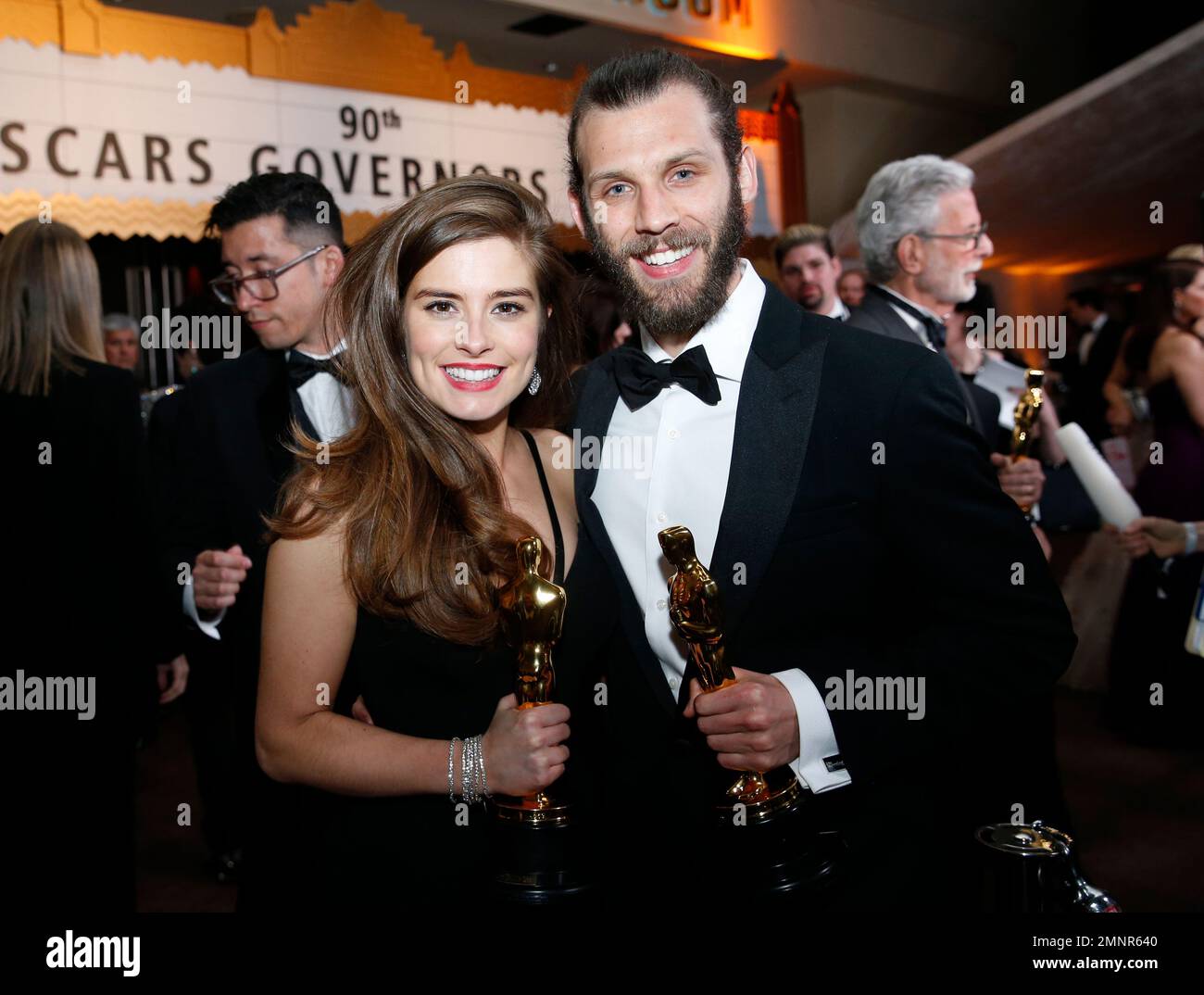 Rachel Shenton, left, and Chris Overton pose with their awards for best ...