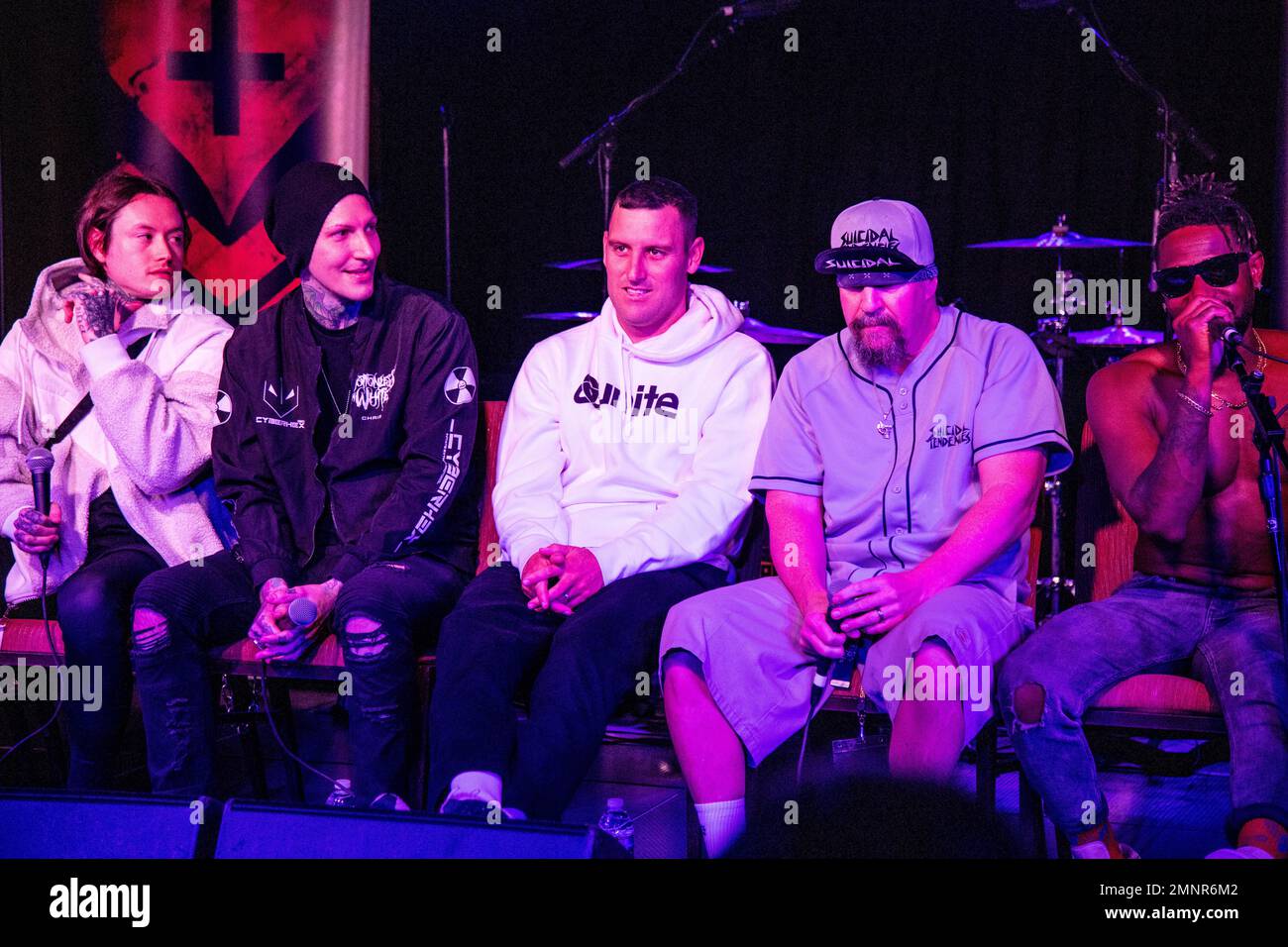 Keith Whalen, left, Noah Sebastian, Chris Motionless, Winston McCall ...