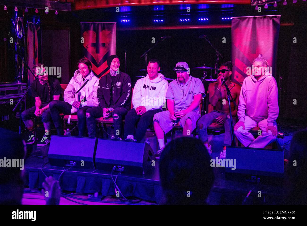 Keith Whalen, left, Noah Sebastian, Chris Motionless, Winston McCall ...