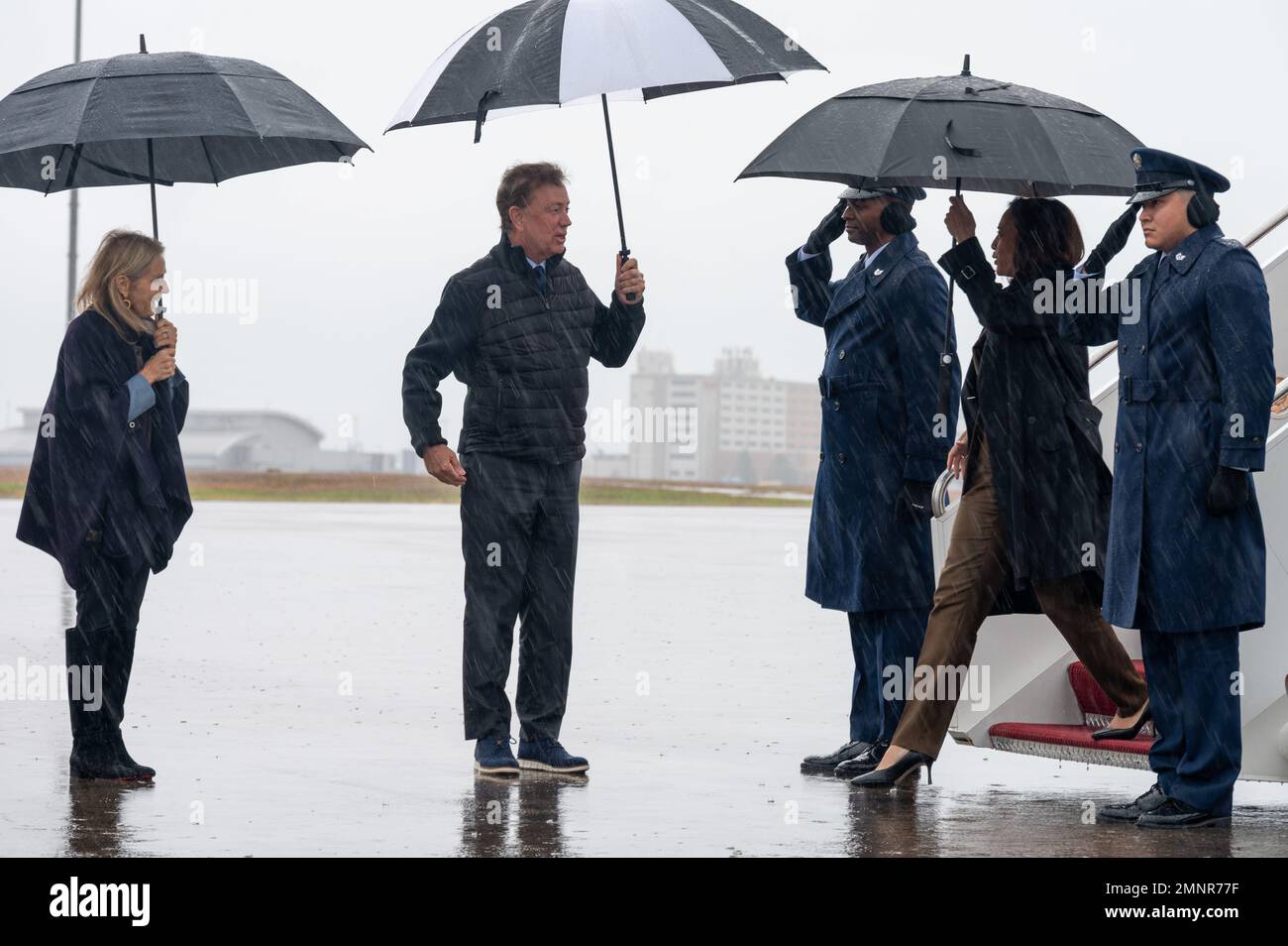 Governor Ned Lamont and wife Annie greet Vice President Kamala Harris ...