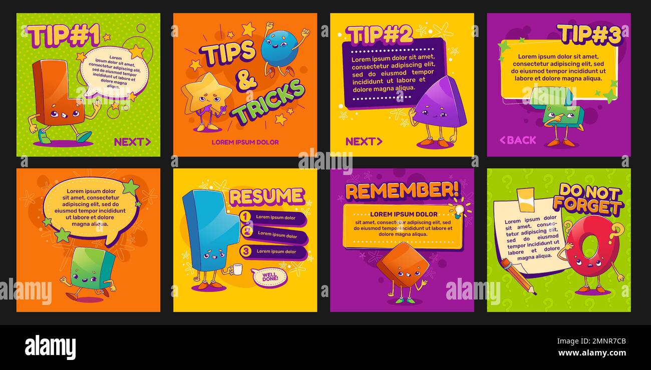 Tips and tricks banner templates set for social media. Contemporary ...