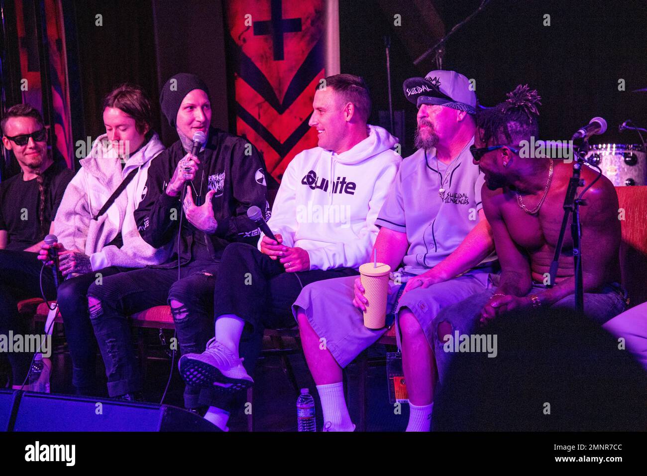 Keith Whalen, left, Noah Sebastian, Chris Motionless, Winston McCall ...