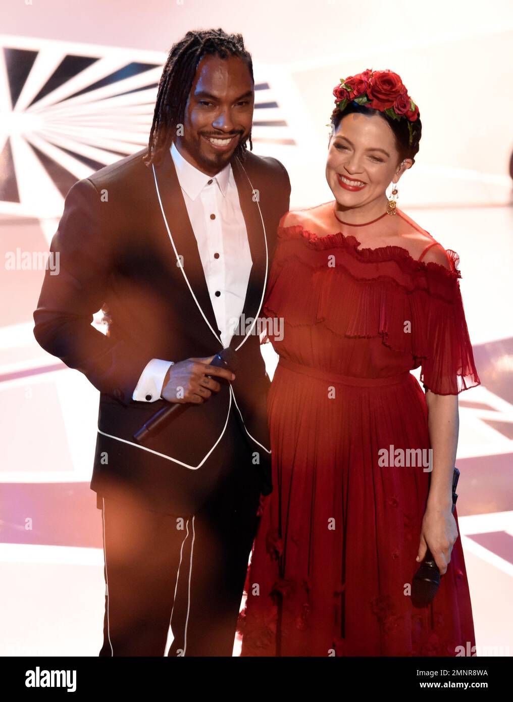 Miguel, left, and Natalia Lafourcade perform "Remember Me" from "Coco ...