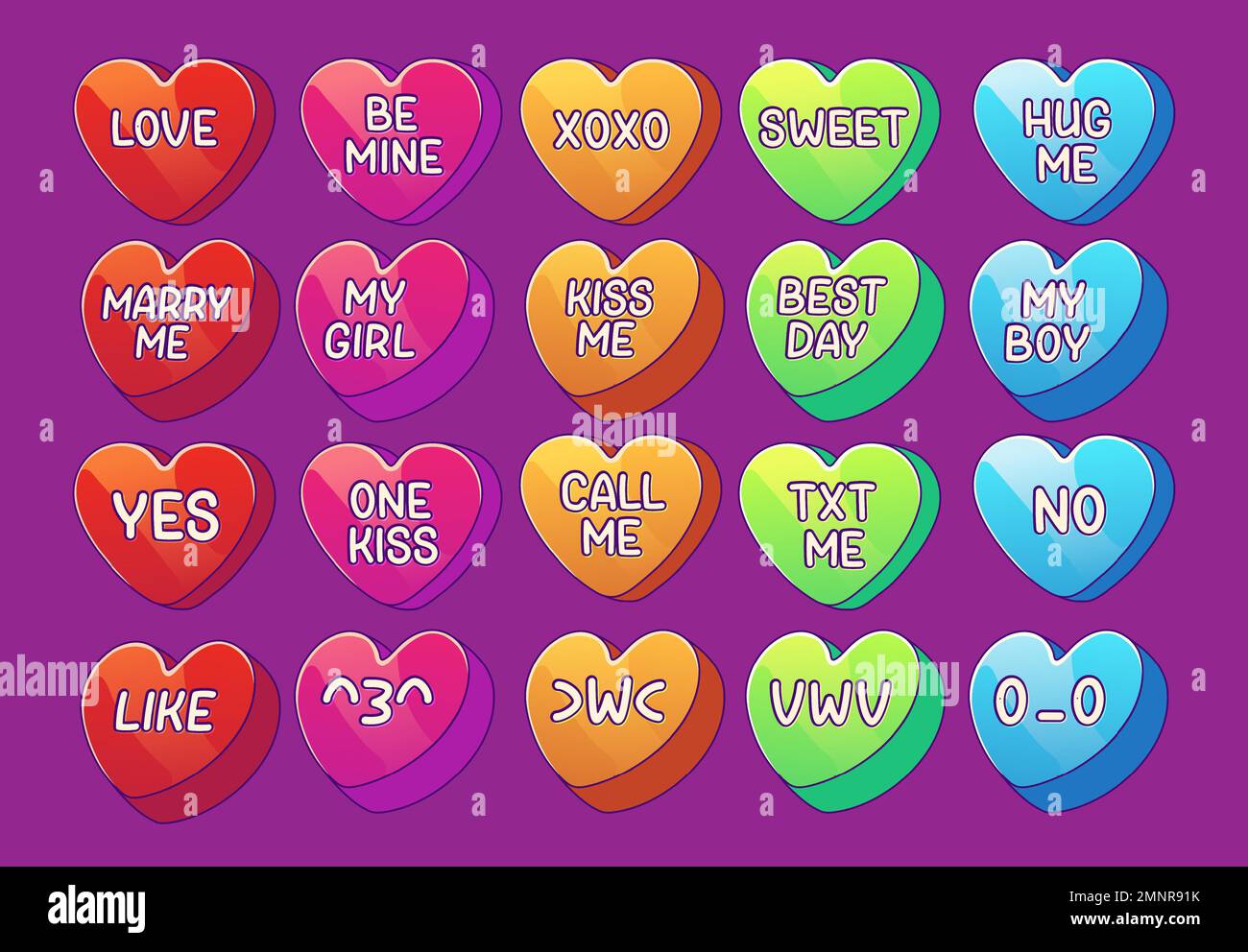 Set of colorful conversation candies isolated on background. Vector ...