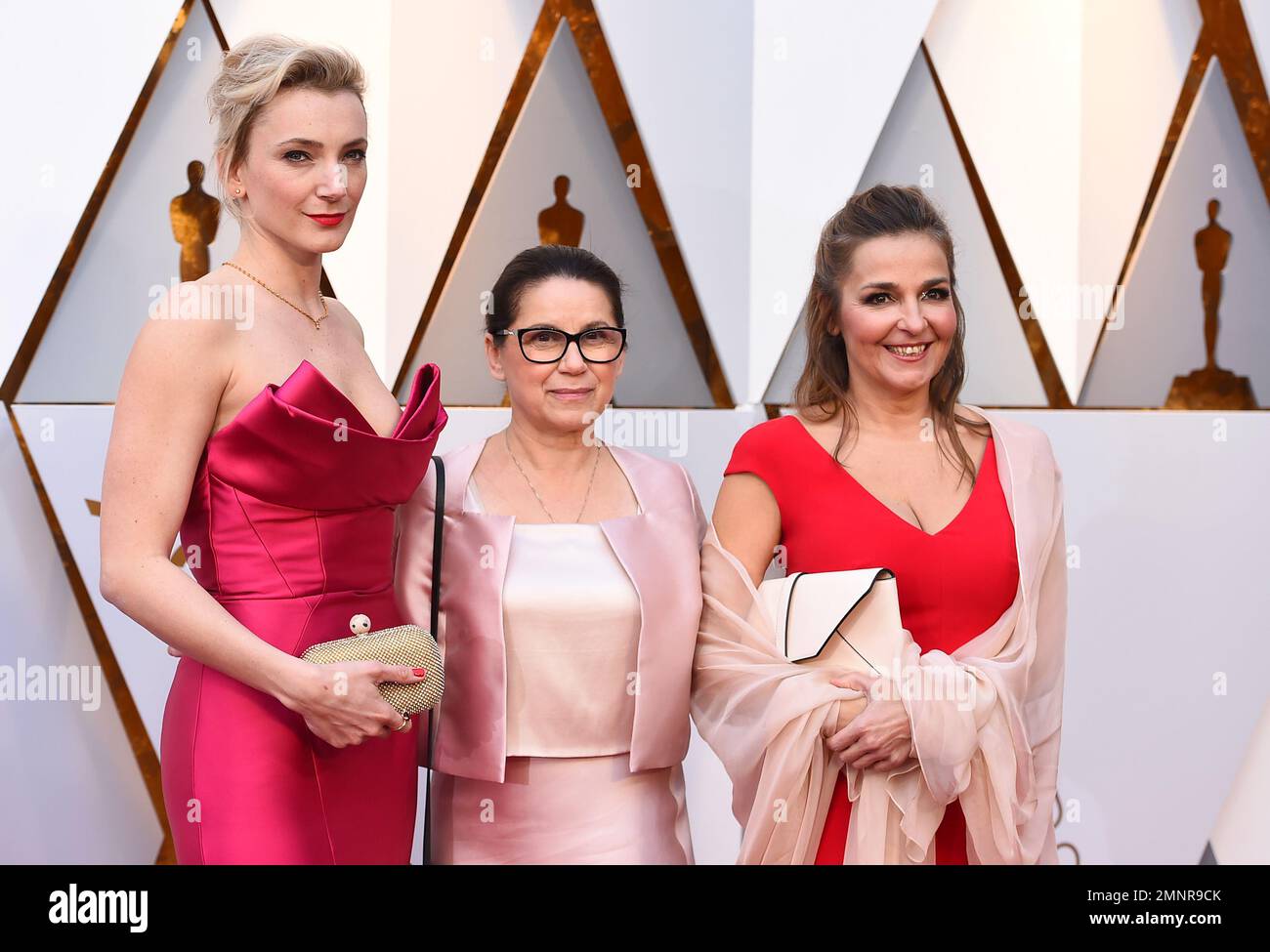 Alexandra Borbely, from left, Ildiko Enyedi, and Monika Mecs arrive at ...