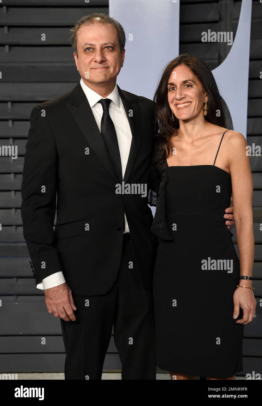 Preet Bharara, left, and Dalya Bharara arrive at the Vanity Fair Oscar ...