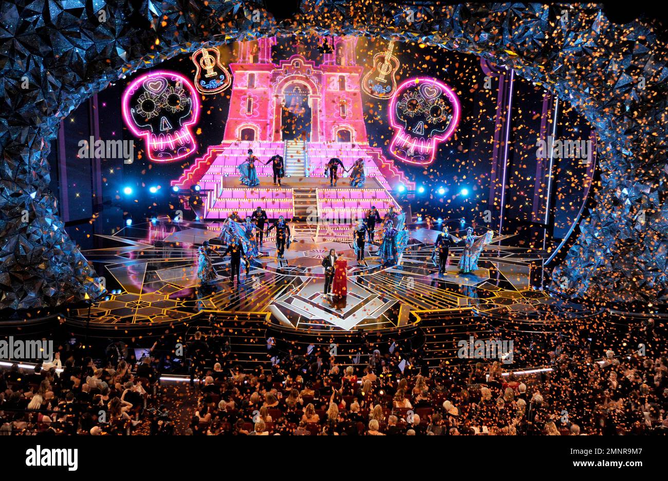 Miguel, left, and Natalia Lafourcade perform "Remember Me" from "Coco ...