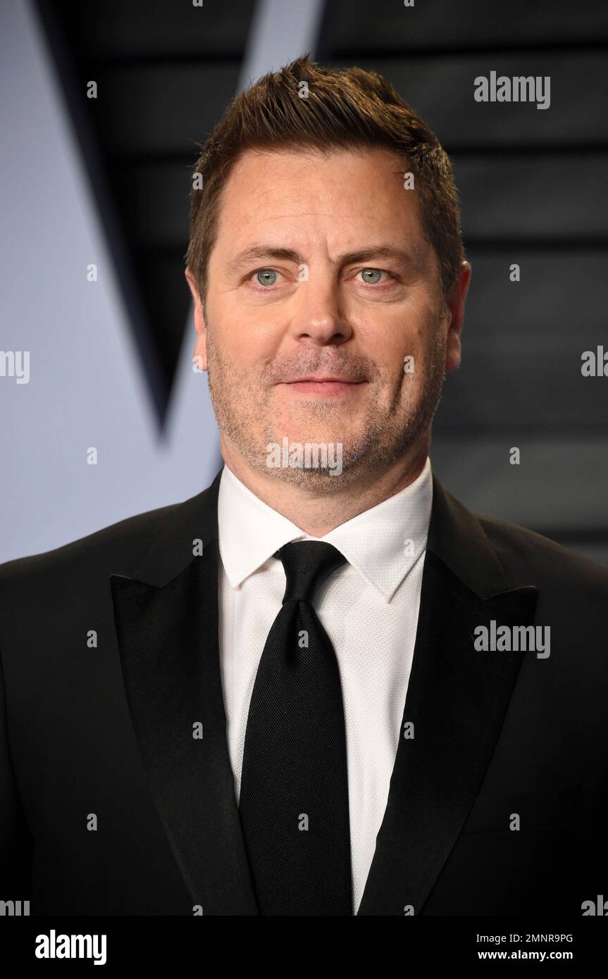 Nick Offerman arrives at the Vanity Fair Oscar Party on Sunday, March 4 ...