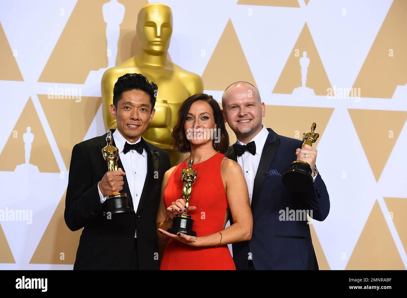 Kazuhiro Tsuji, from left, Lucy Sibbick, and David Malinowski, winners ...