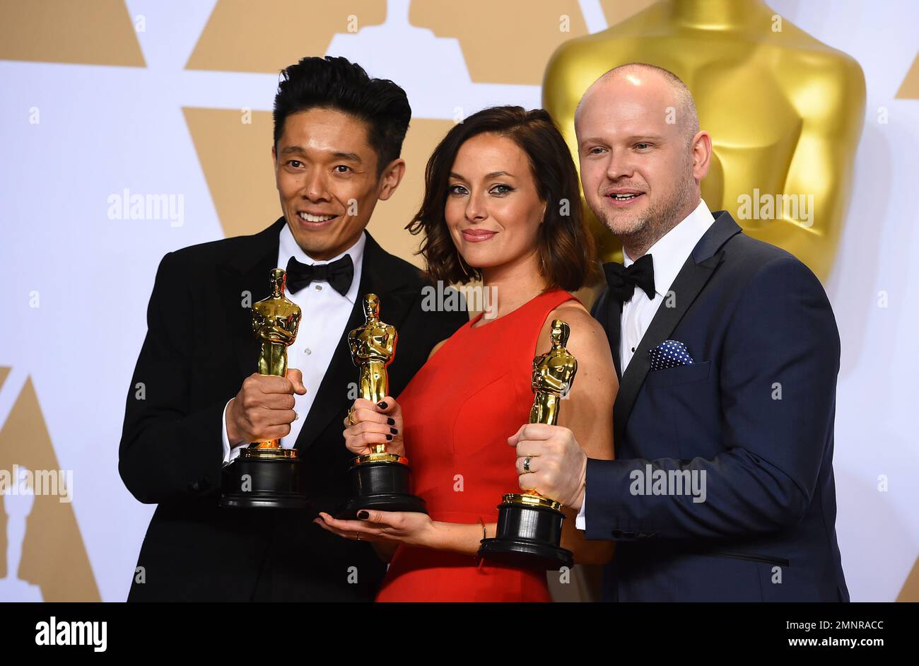 Kazuhiro Tsuji, from left, Lucy Sibbick, and David Malinowski, winners ...