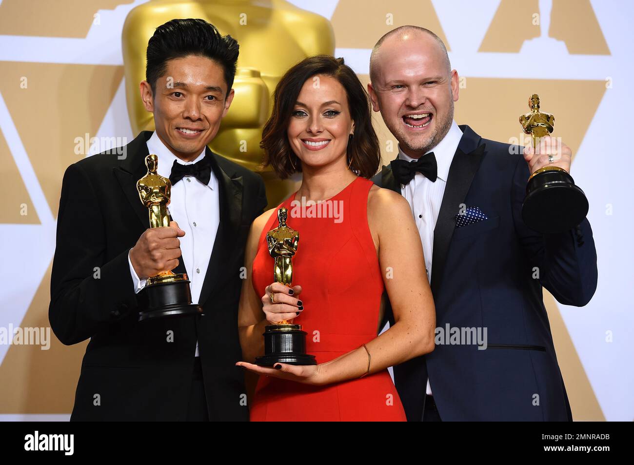 Kazuhiro Tsuji, from left, Lucy Sibbick, and David Malinowski, winners ...