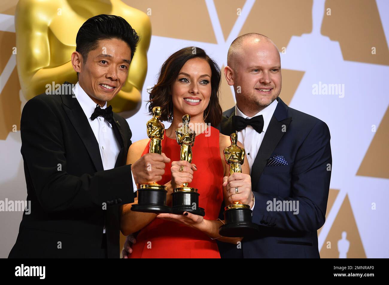 Kazuhiro Tsuji, from left, Lucy Sibbick, and David Malinowski, winners ...