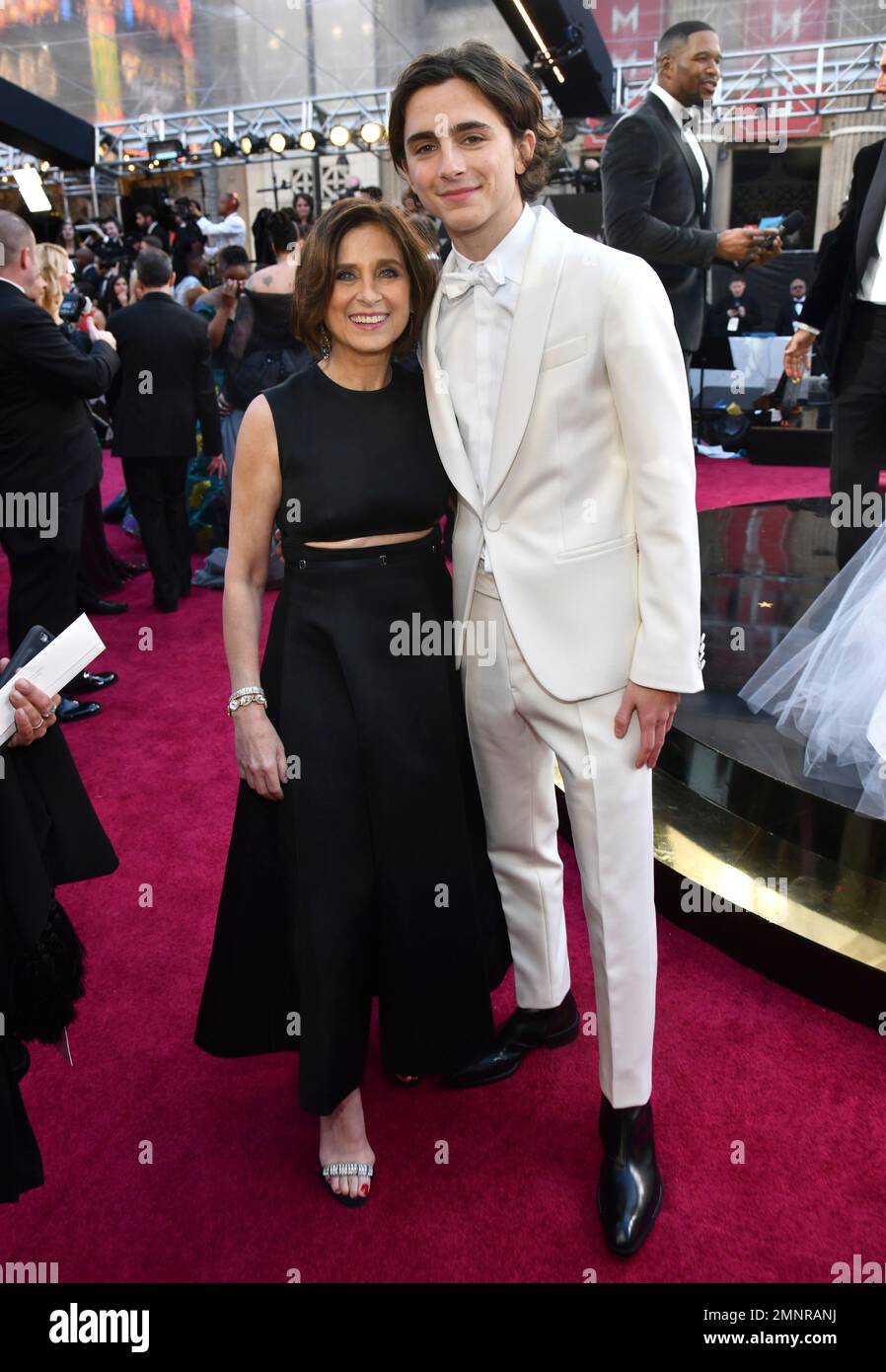 Nicole Flender, left, and Timothee Chalamet arrive at the Oscars on ...
