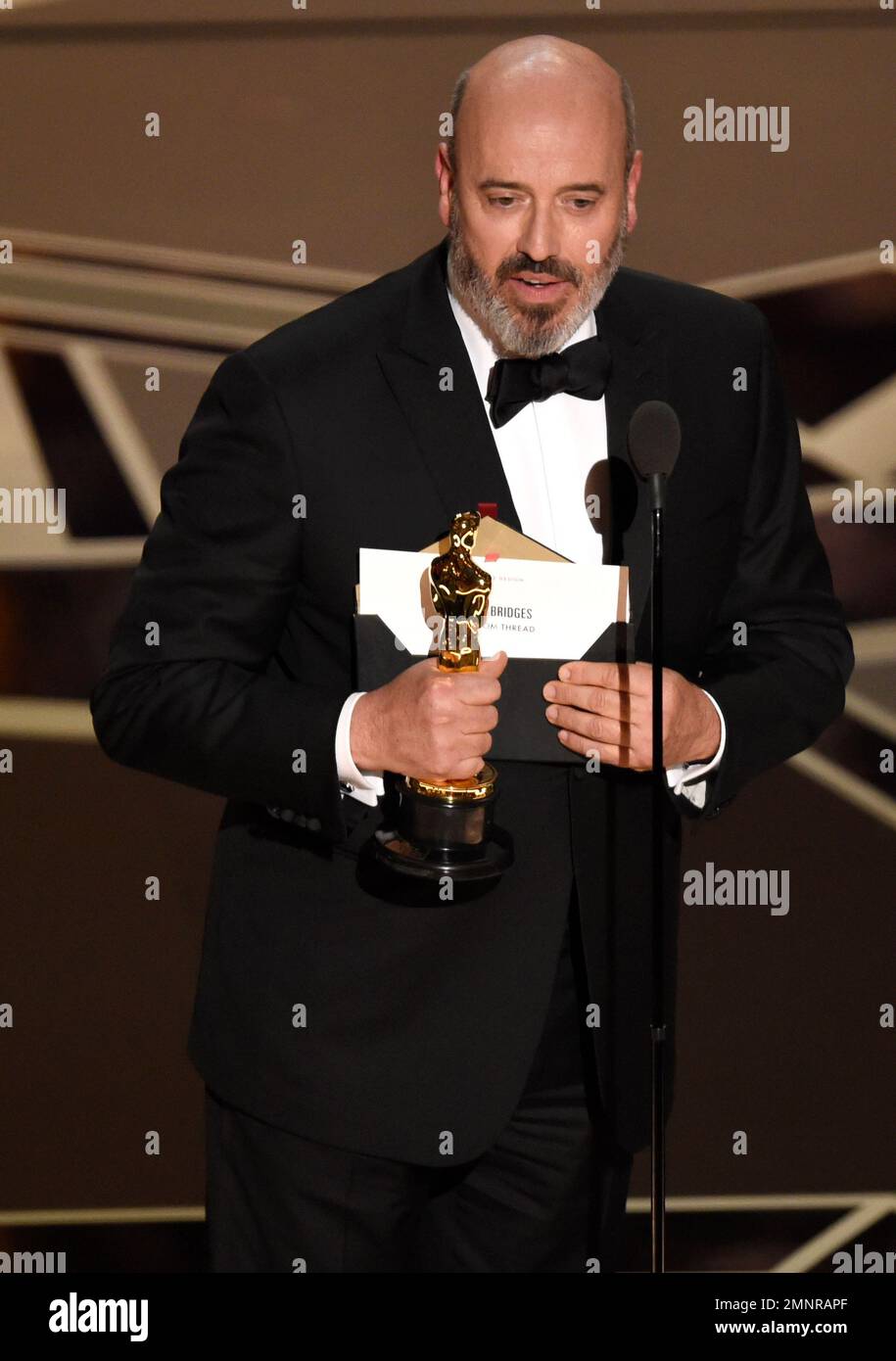 Mark Bridges accepts the award for best costume design for "Phantom ...