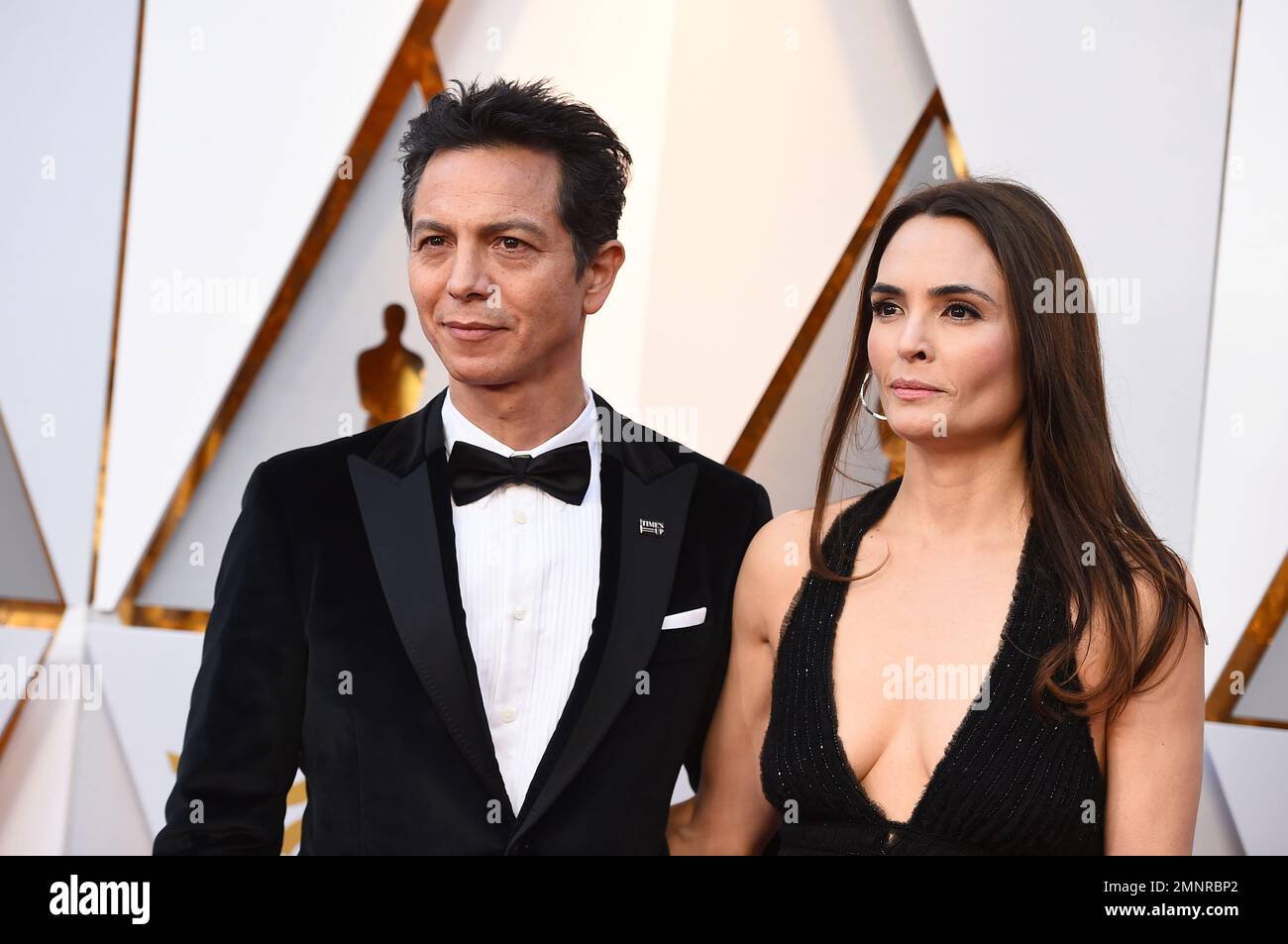 Benjamin Bratt, left, and Talisa Soto arrive at the Oscars on Sunday ...