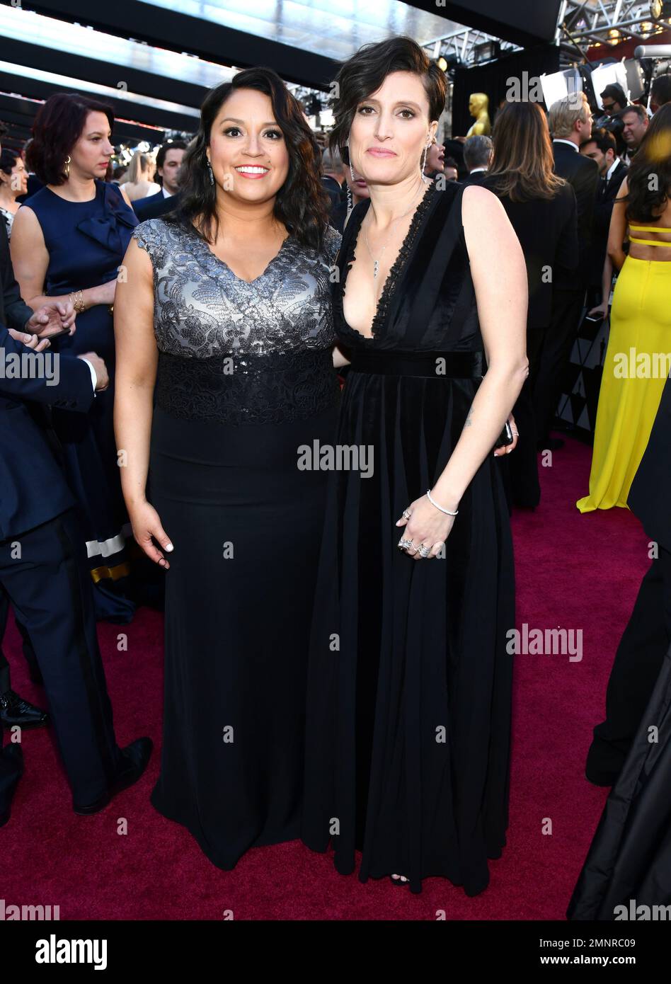Rachel Garza, left, and Rachel Morrison arrive at the Oscars on Sunday ...