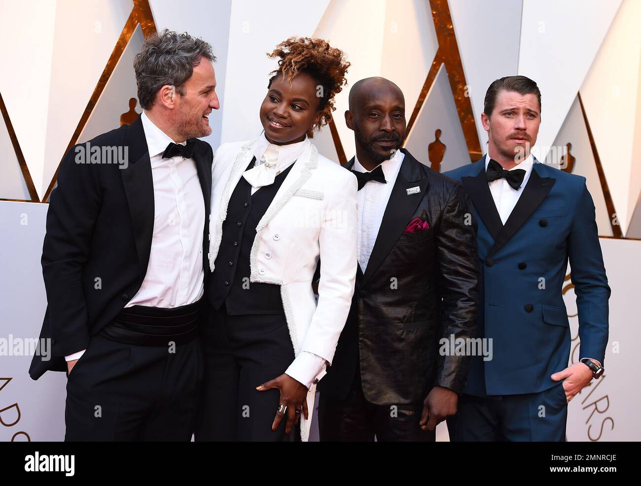 Jason Clarke, from left, Dee Rees, Rob Morgan, and Garrett Hedlund ...