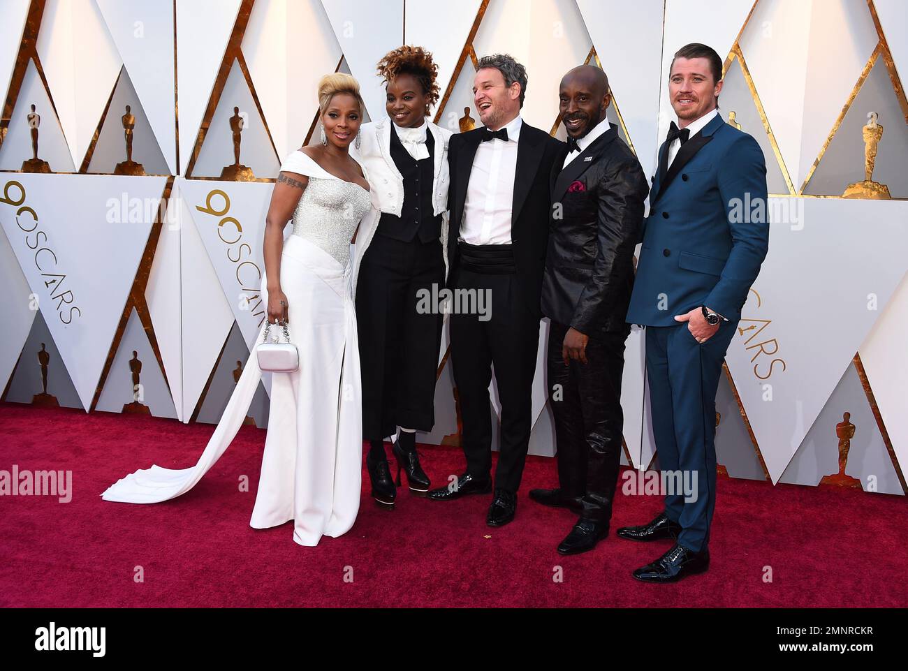 Mary J. Blige, from left, Dee Rees, Jason Clarke, Rob Morgan, and ...