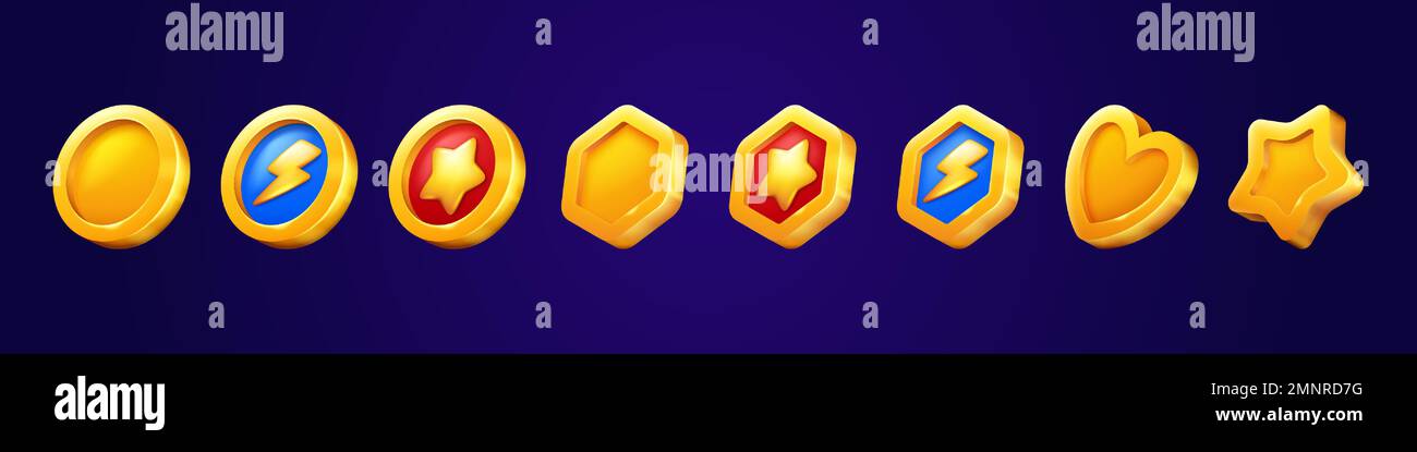 Cartoon set of game coins and medals isolated on background. Vector ...