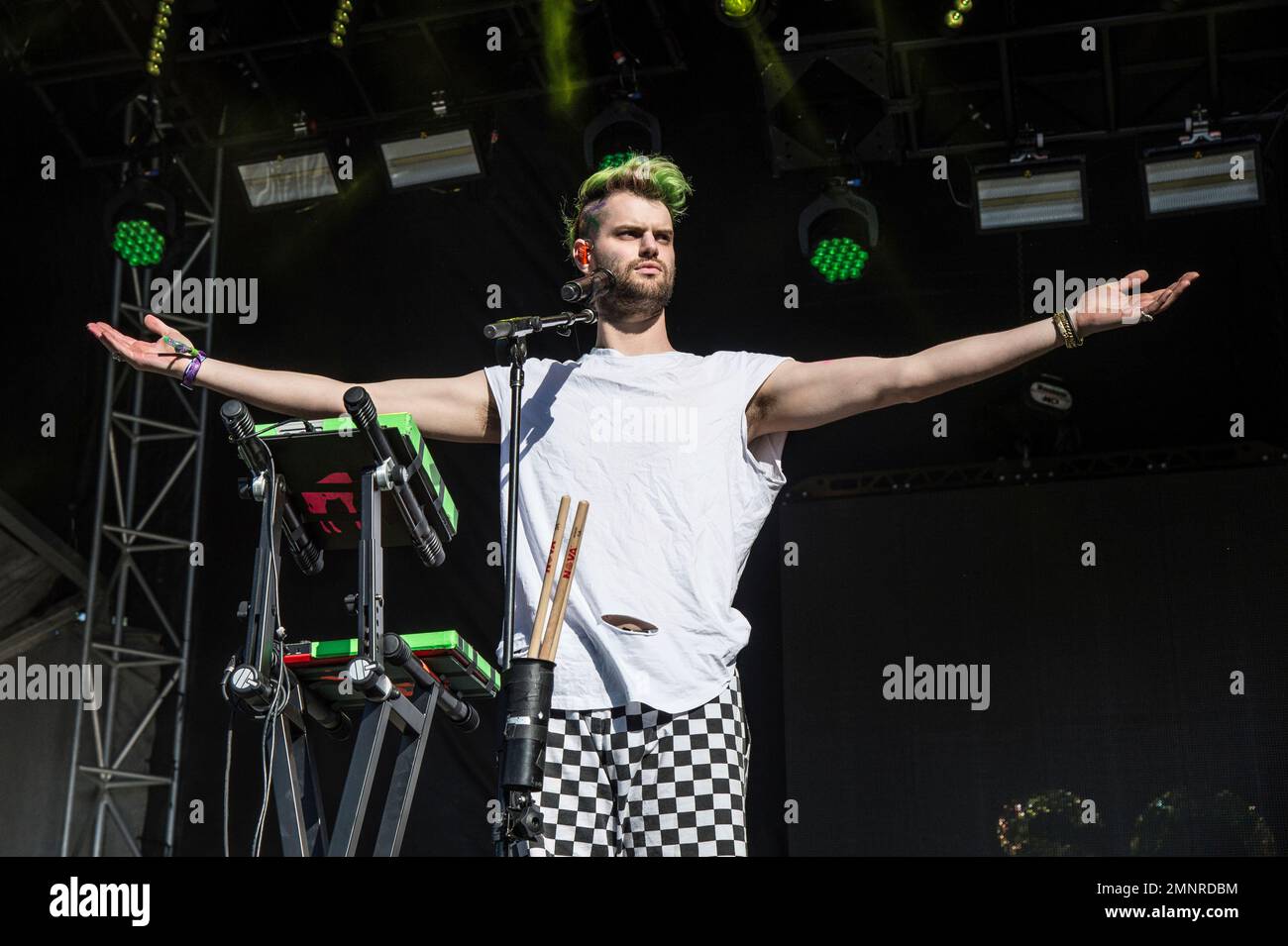 Tucker Halpern of Sofi Tukker performs at the Okeechobee Music and Arts ...