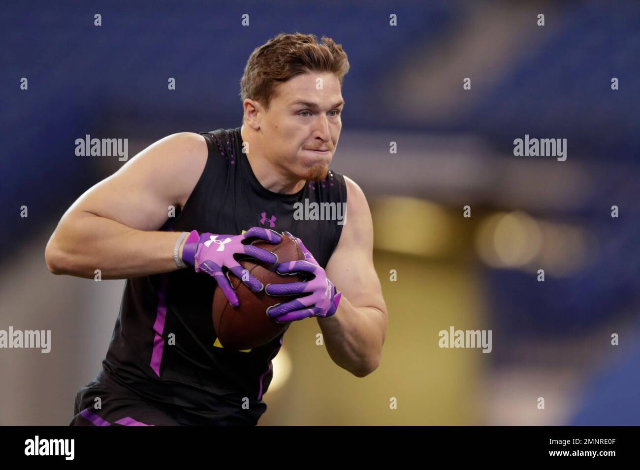 North Dakota State linebacker Nick Deluca runs a drill at the NFL ...
