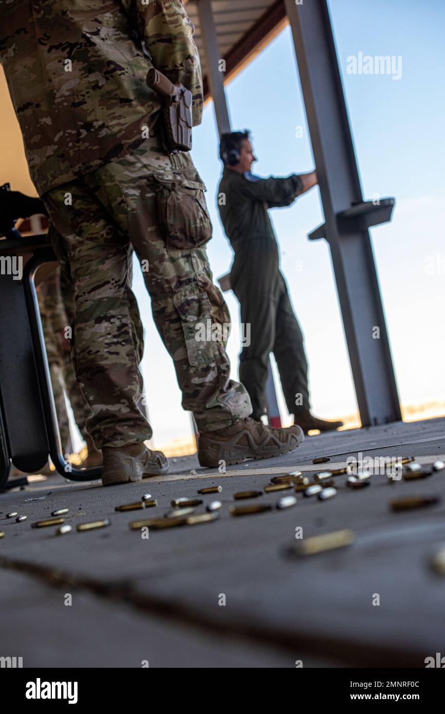 Col. Isaac T. Bell, 366th Fighter Wing Deputy commander, fires a ...