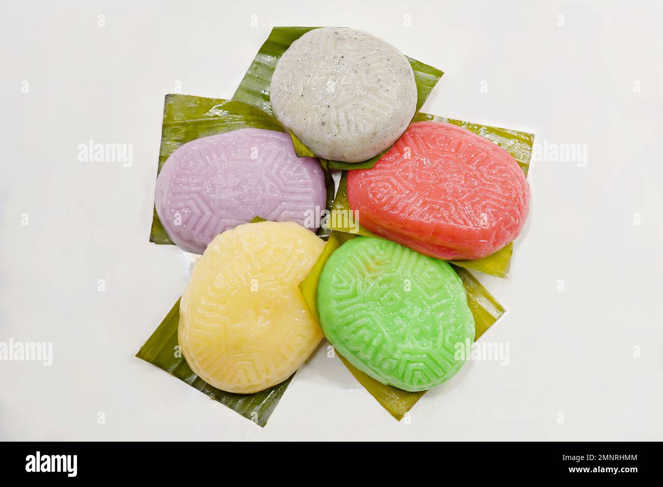 An assortment of steamed Red Tortoise Cakes or 'Ang Ku Kueh', a ...