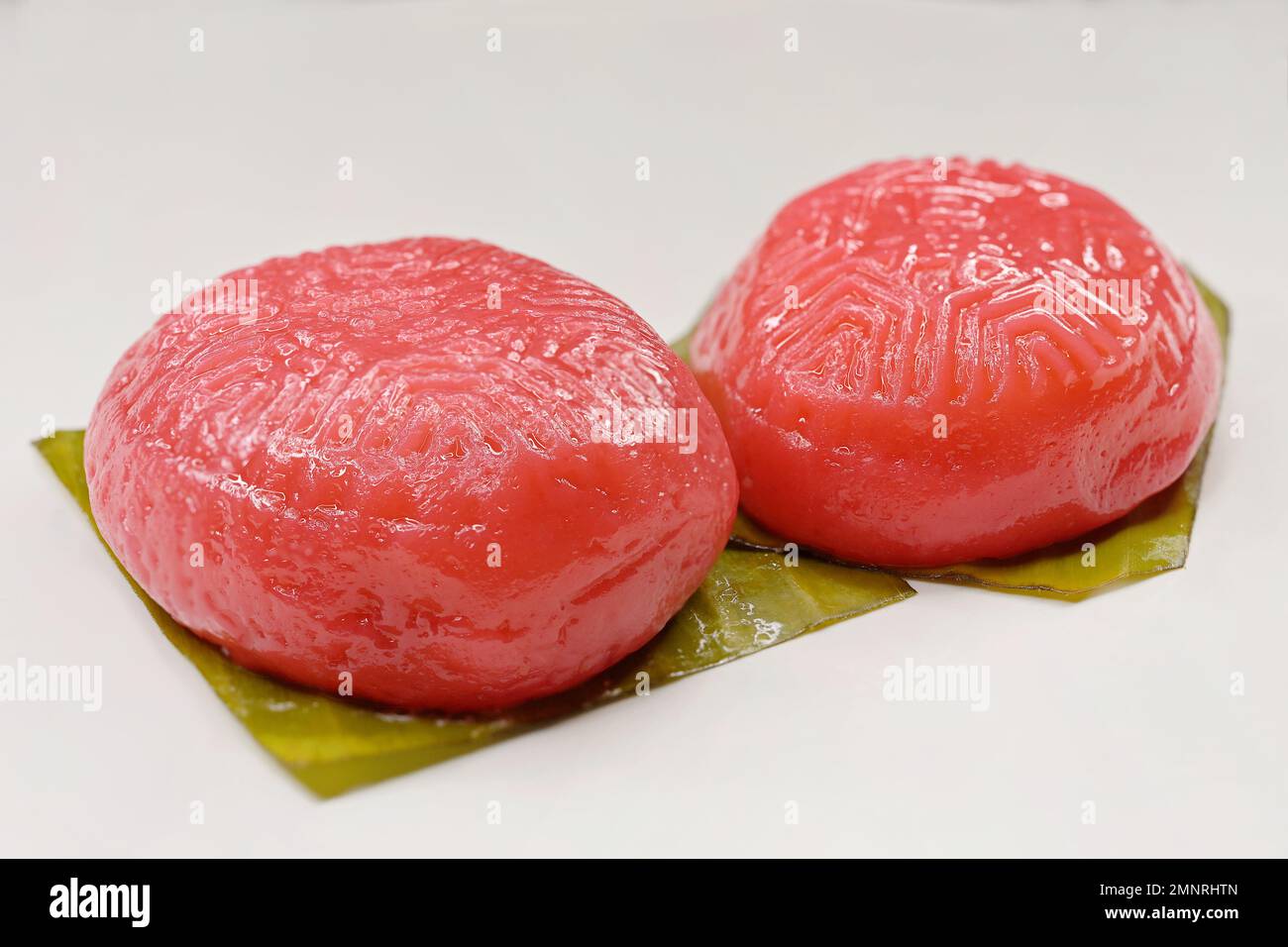 Close-up of 2 Red Tortoise Cakes or 'Ang Ku Kueh', a traditional ...