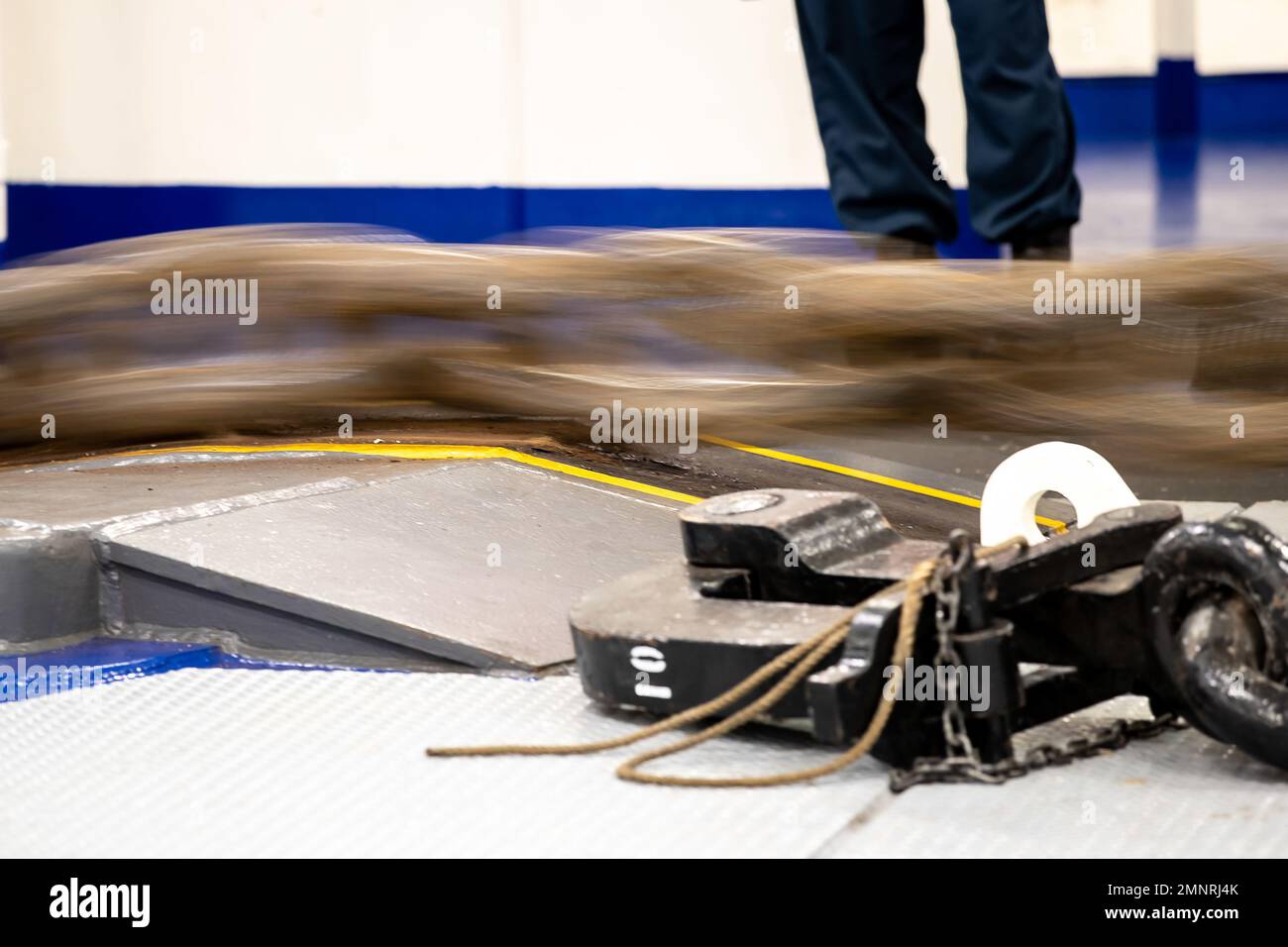 The anchor chain of the first-in-class aircraft carrier USS Gerald R ...