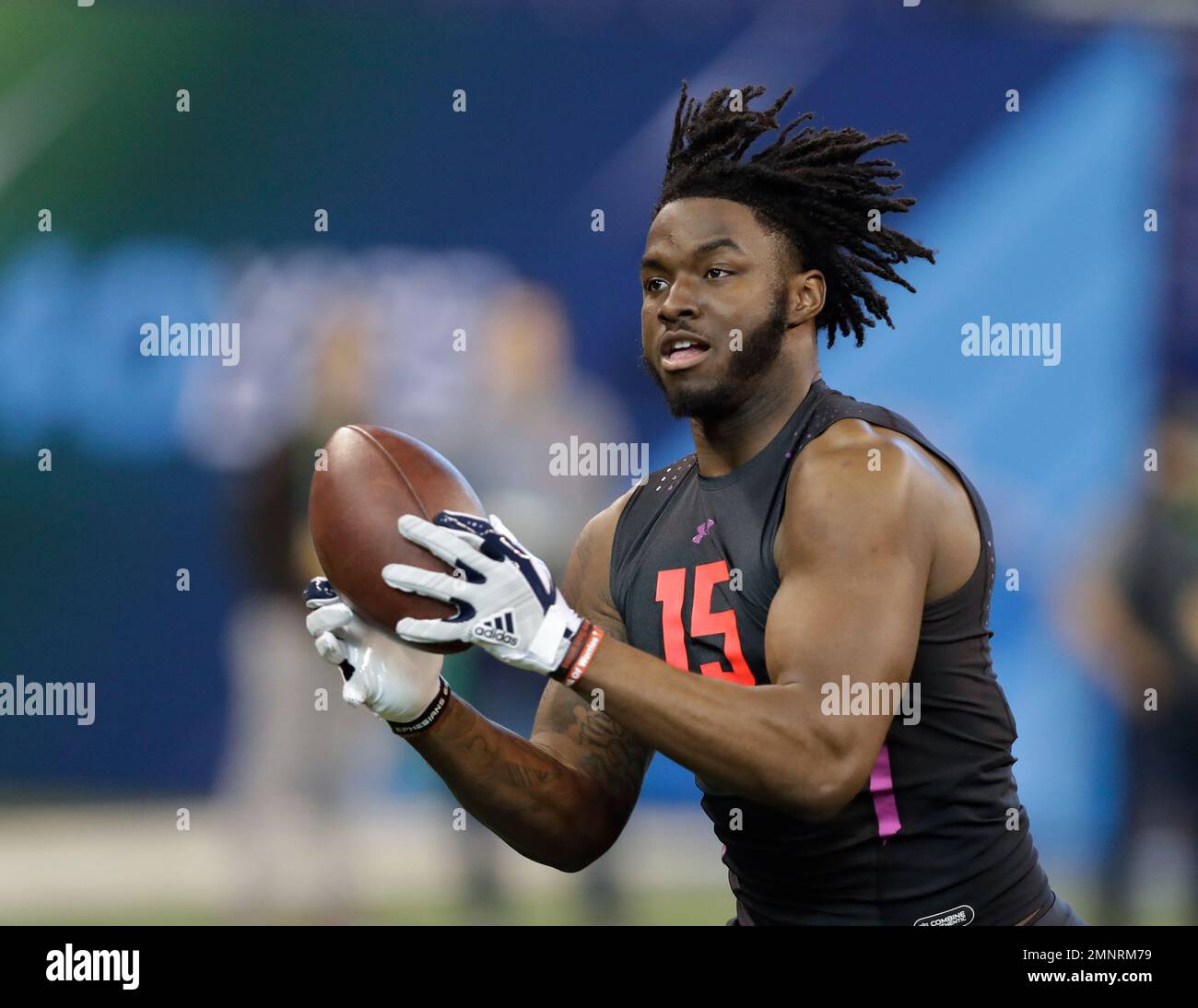 Indiana tight end Ian Thomas runs a drill at the NFL football scouting ...
