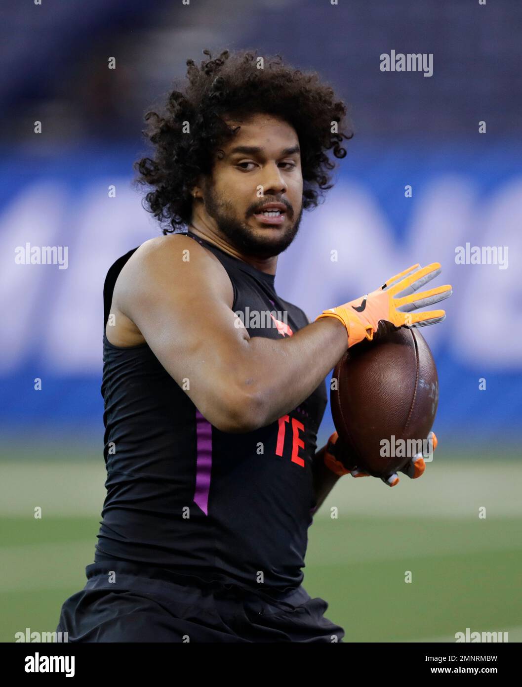 Ohio State tight end Marcus Baugh runs a drill at the NFL football ...