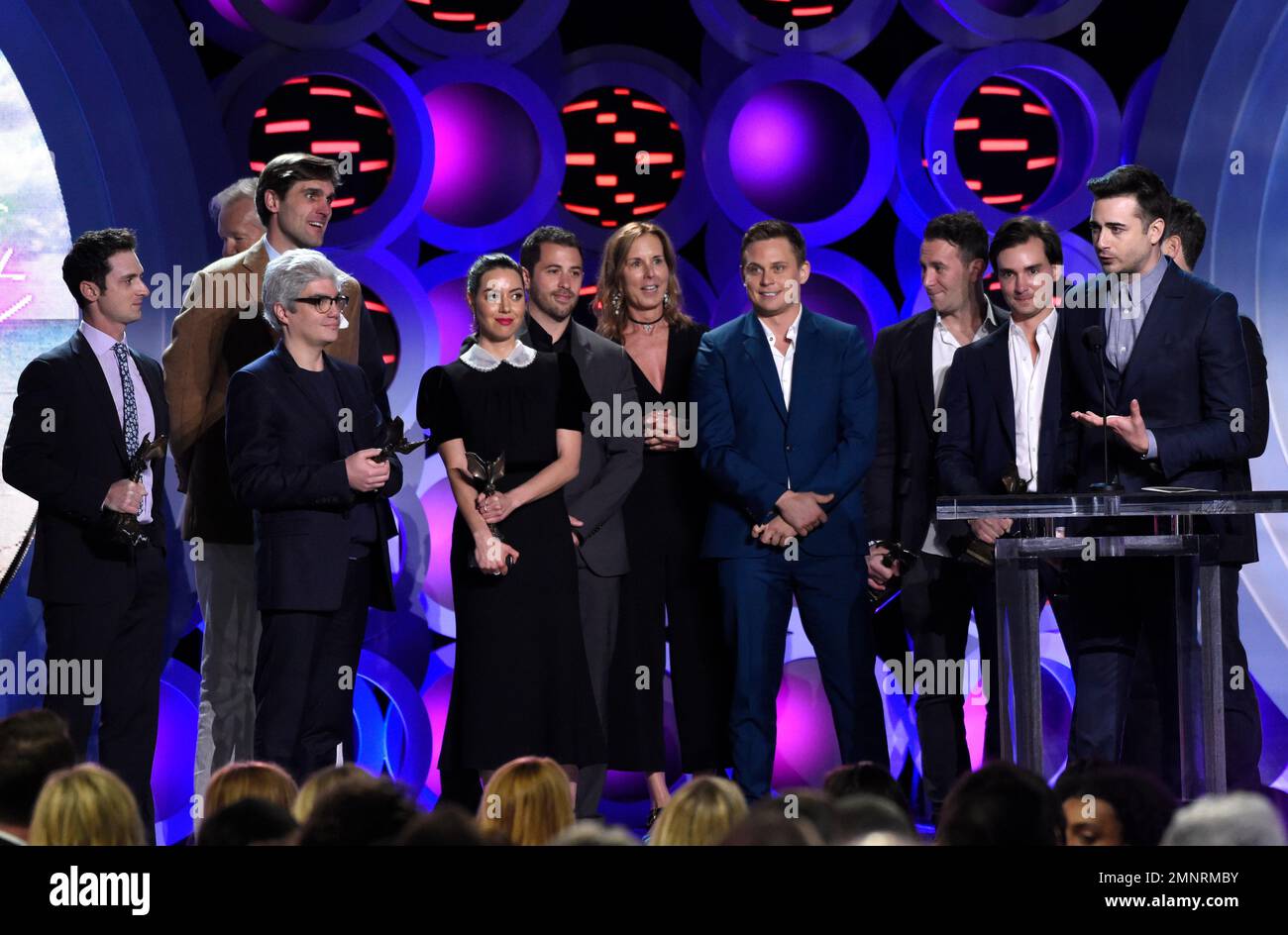 Tim White, from left, David Branson Smith, Rick Rickertsen, Jared Ian Goldman, Aubrey Plaza ...