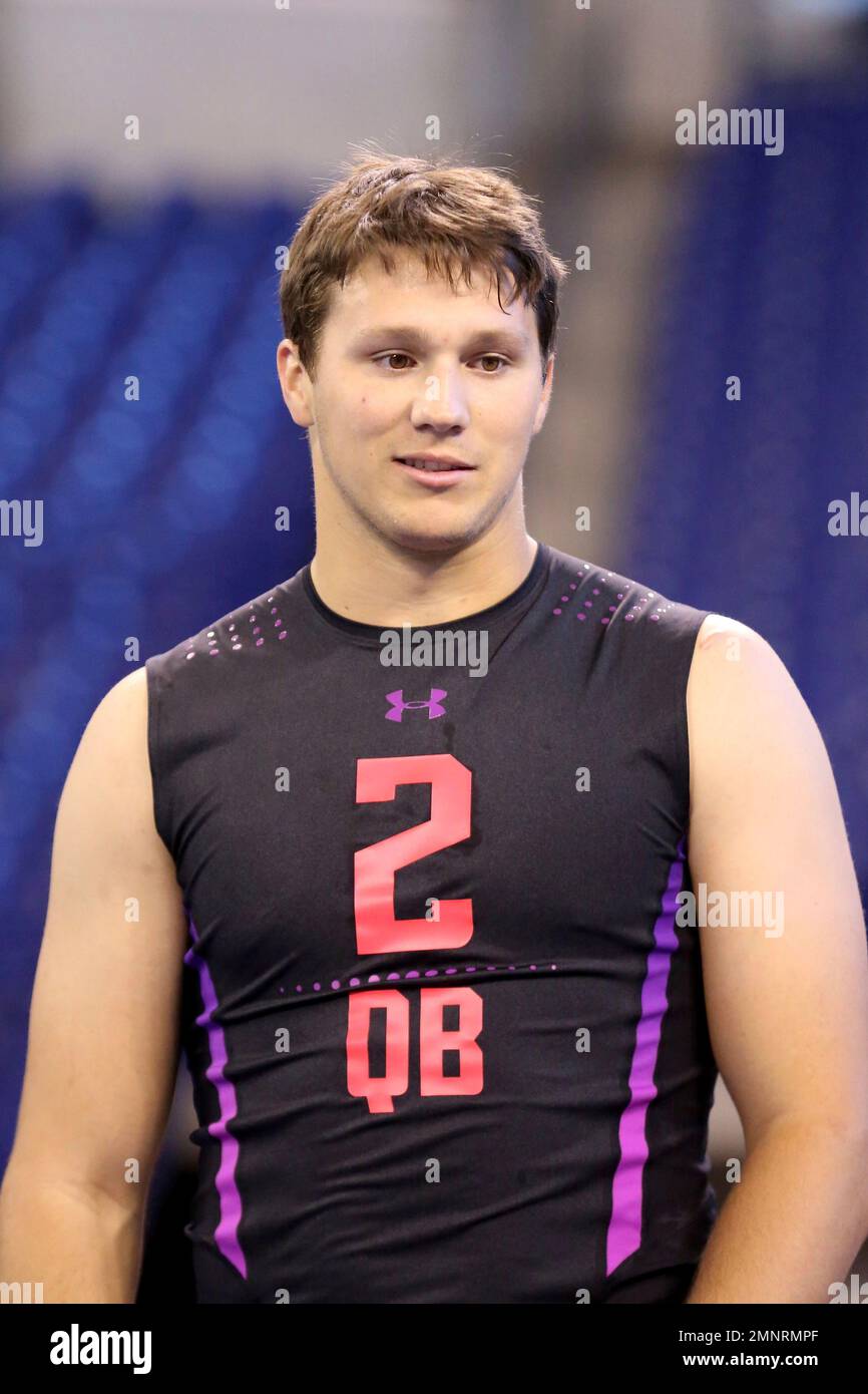 Wyoming quarterback Josh Allen is seen at the 2018 NFL Scouting Combine ...