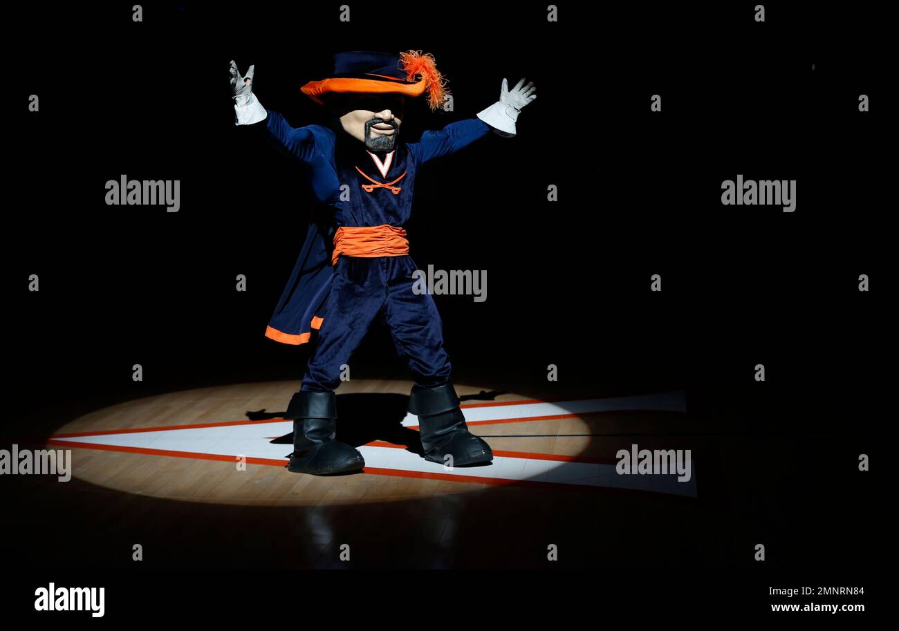 The Virginia Cavalier mascot performs prior to the start of an NCAA ...