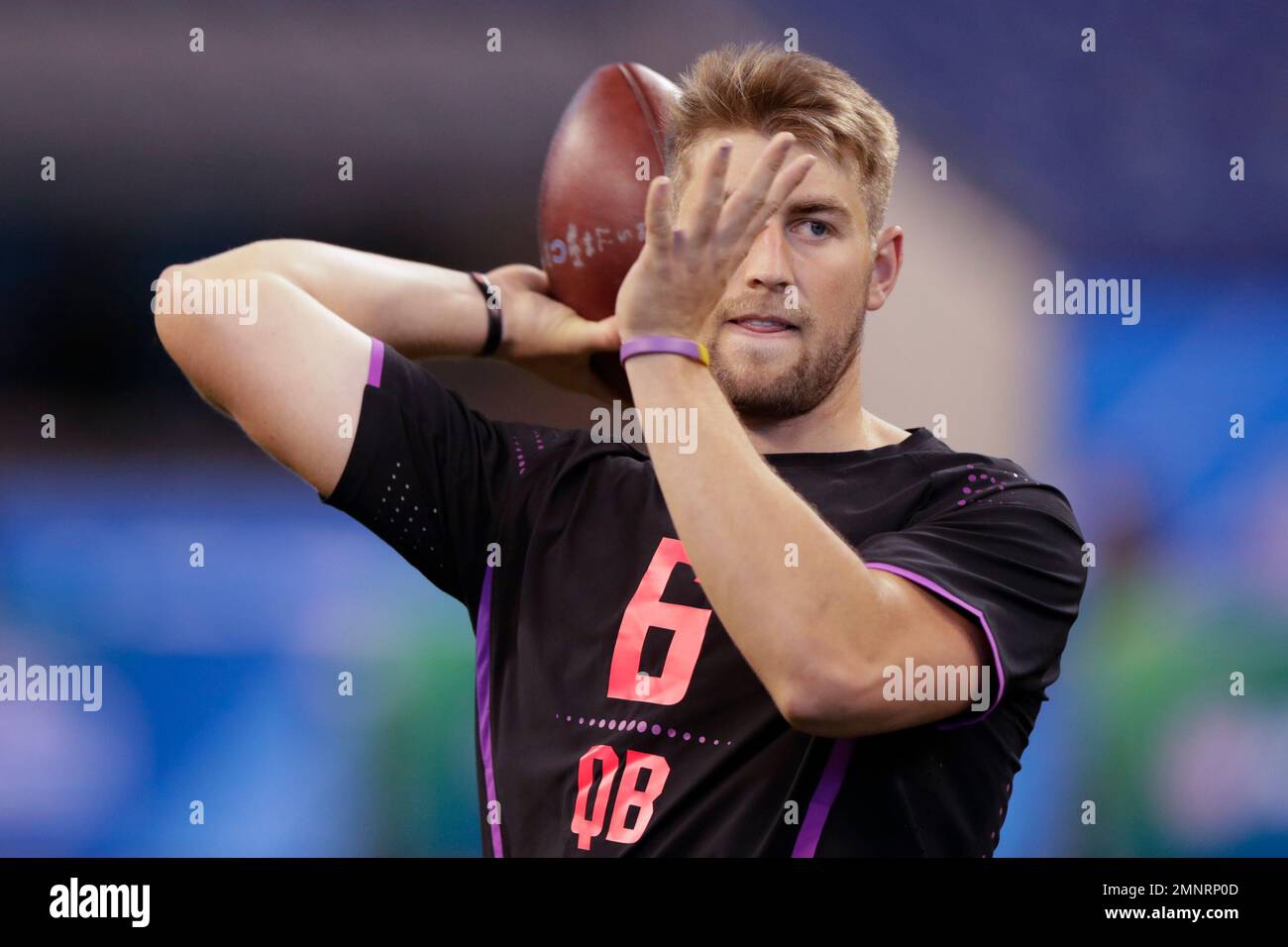 LSU quarterback Danny Etling runs a drill at the NFL football scouting ...
