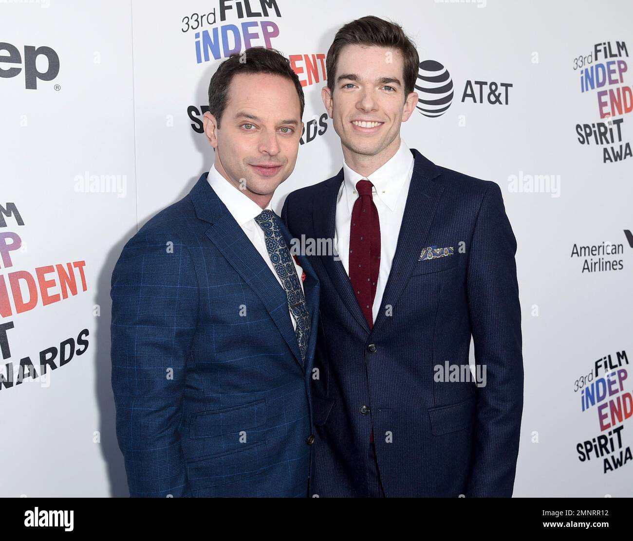 Nick Kroll, left, and John Mulaney arrive at the 33rd Film Independent ...