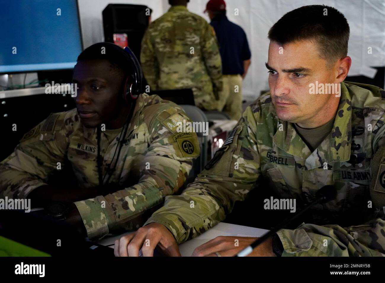 U.S. Soldiers assigned to the 82nd Airborne Signal Corps conduct war simulation training Oct. 5 ...