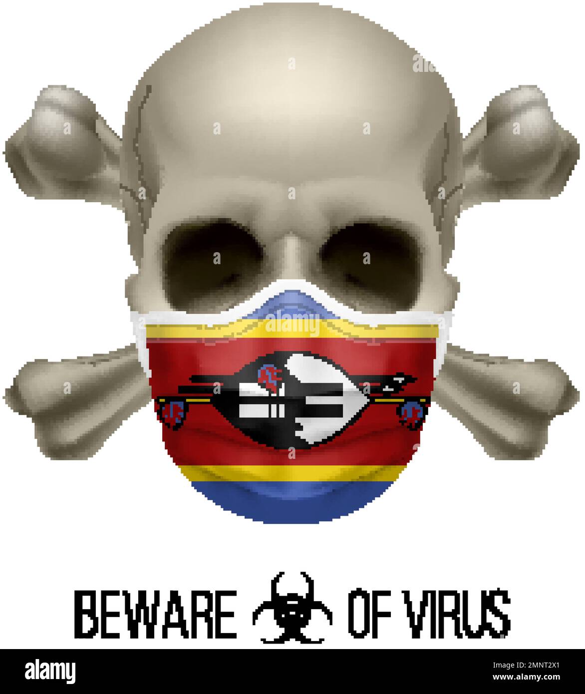 Human Skull with Crossbones and Surgical Mask in the Color of National ...